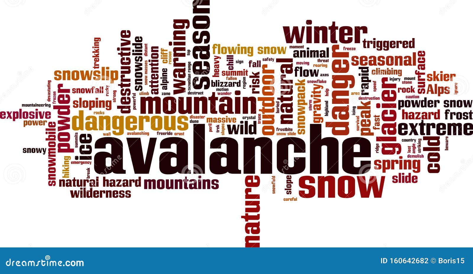 Avalanche word cloud stock vector. Illustration of concept - 160642682