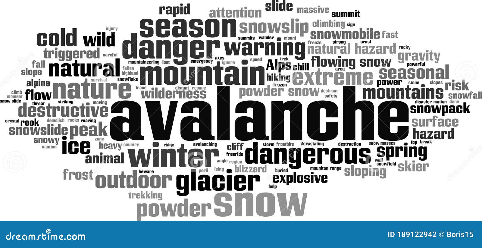 Avalanche word cloud stock vector. Illustration of natural - 189122942
