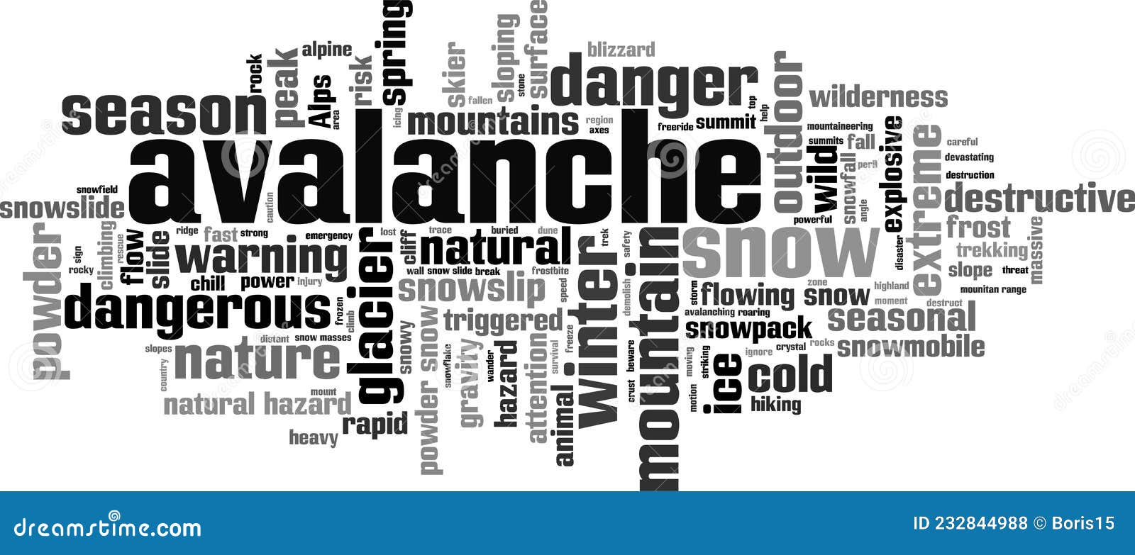 Avalanche word cloud stock vector. Illustration of flowing - 232844988