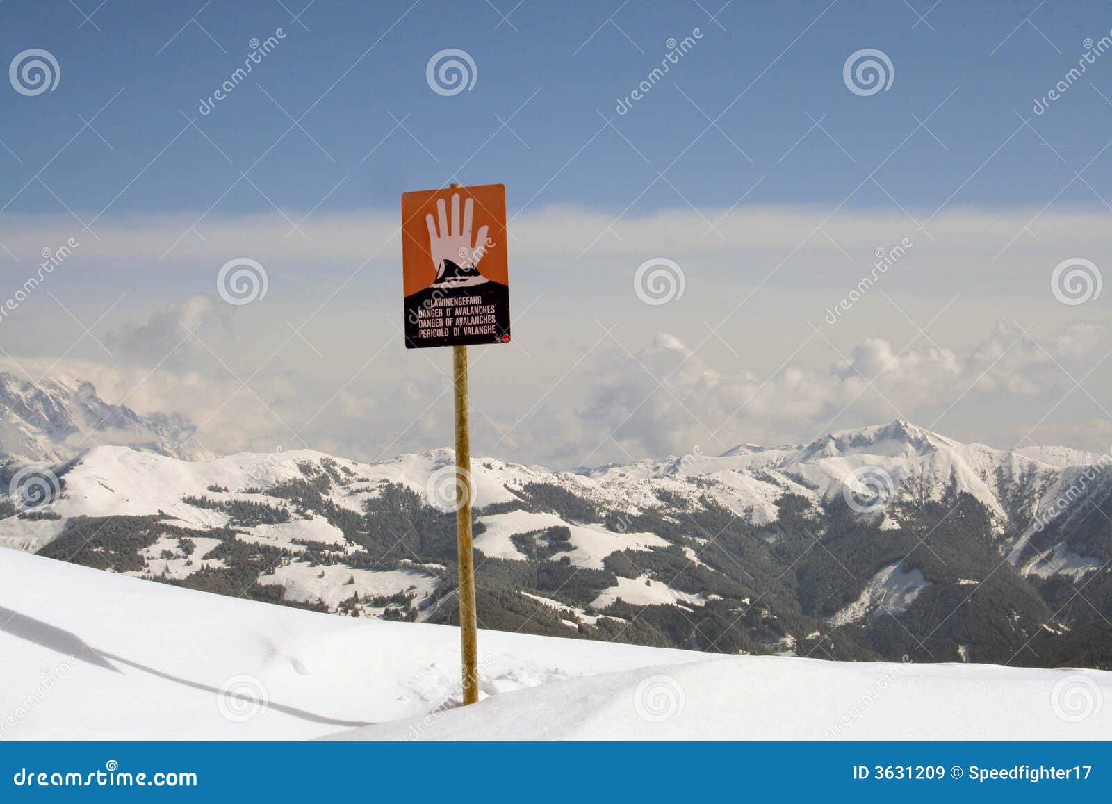 Avalanches Sign in Swiss Alps Stock Image - Image of hazard, scenery ...