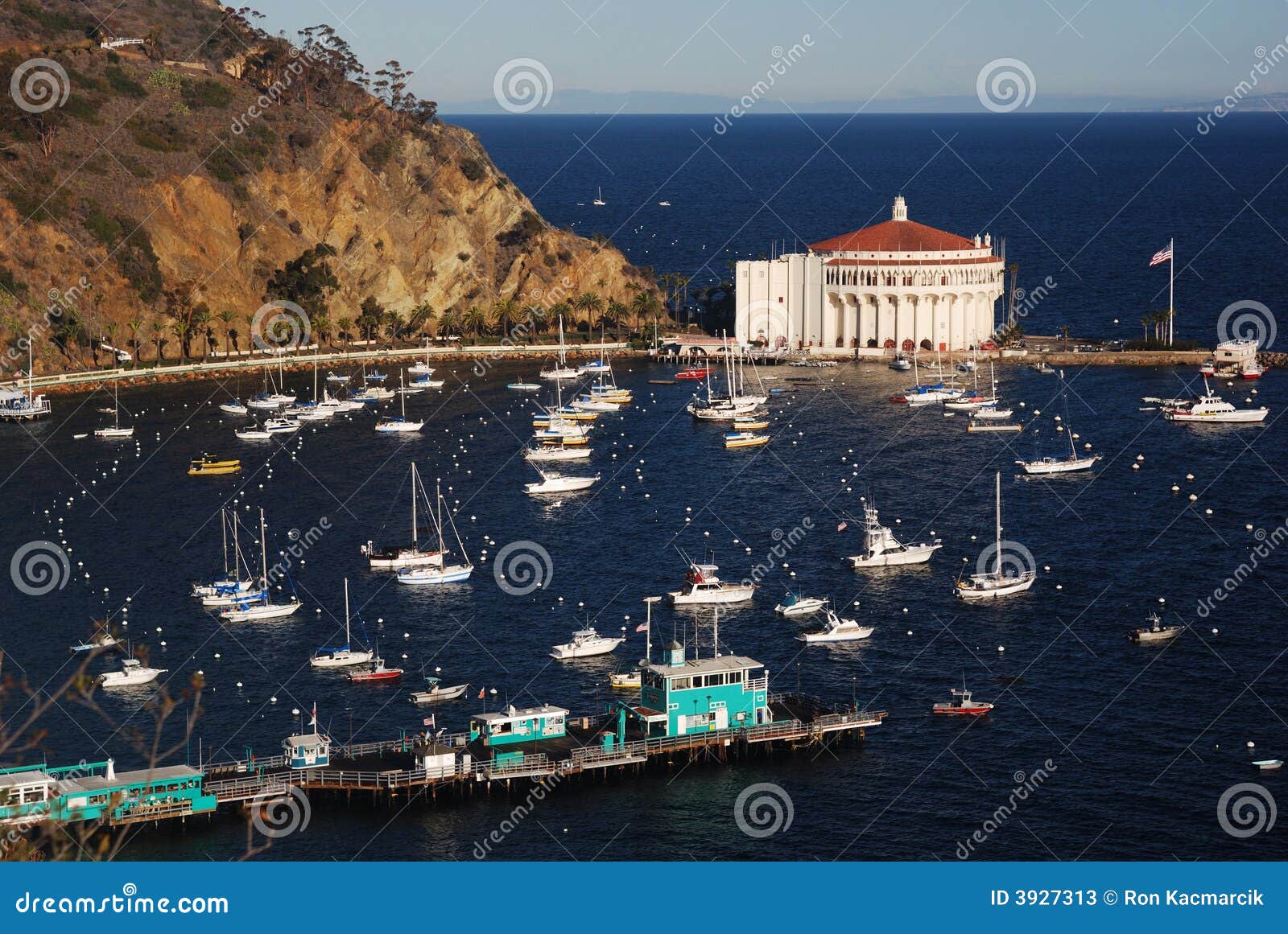 Avalon Harbor on Catalina Island Stock Image - Image of water, anchored ...