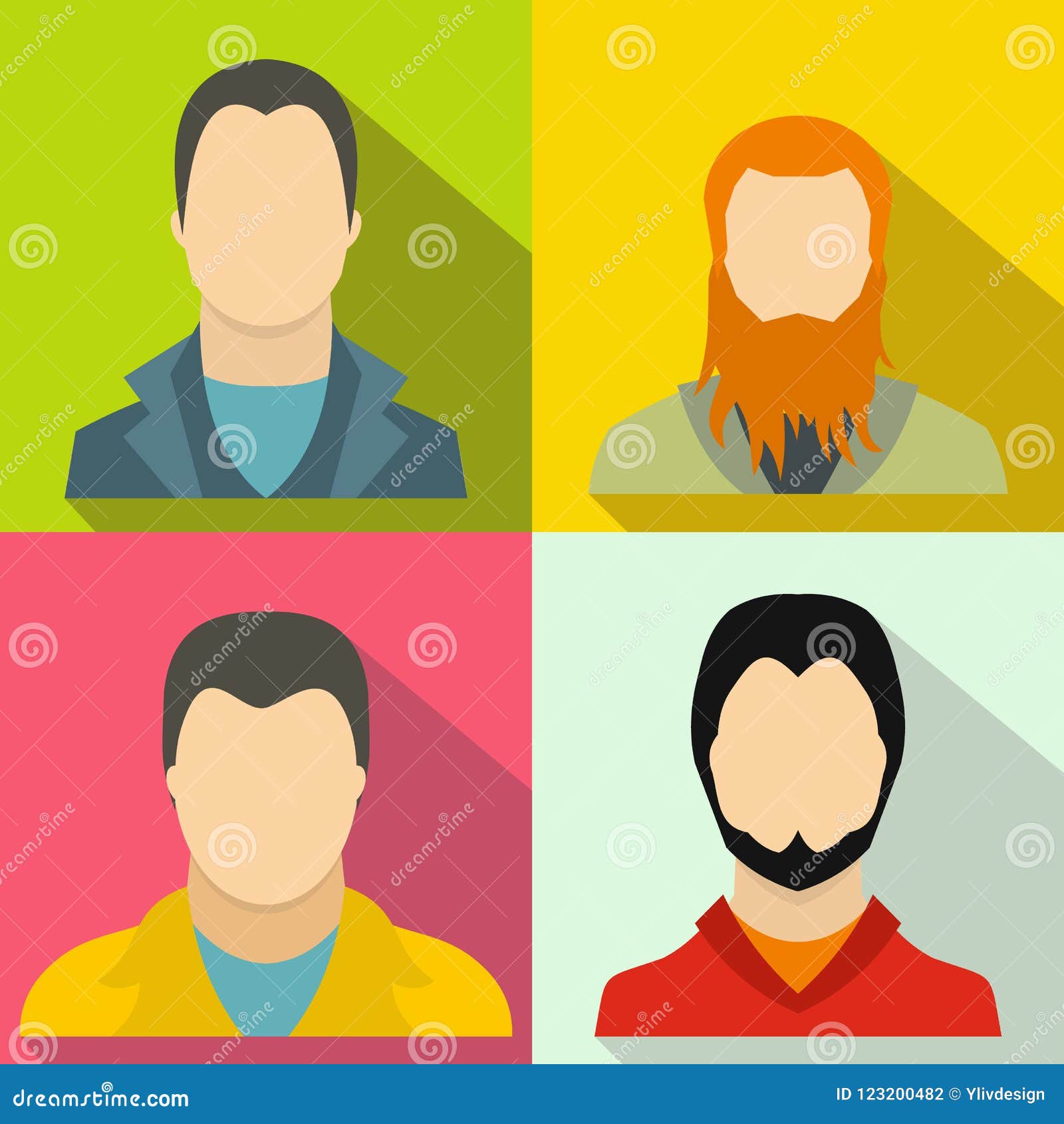 Avatar Banners Set, Flat Style Stock Illustration - Illustration of ...