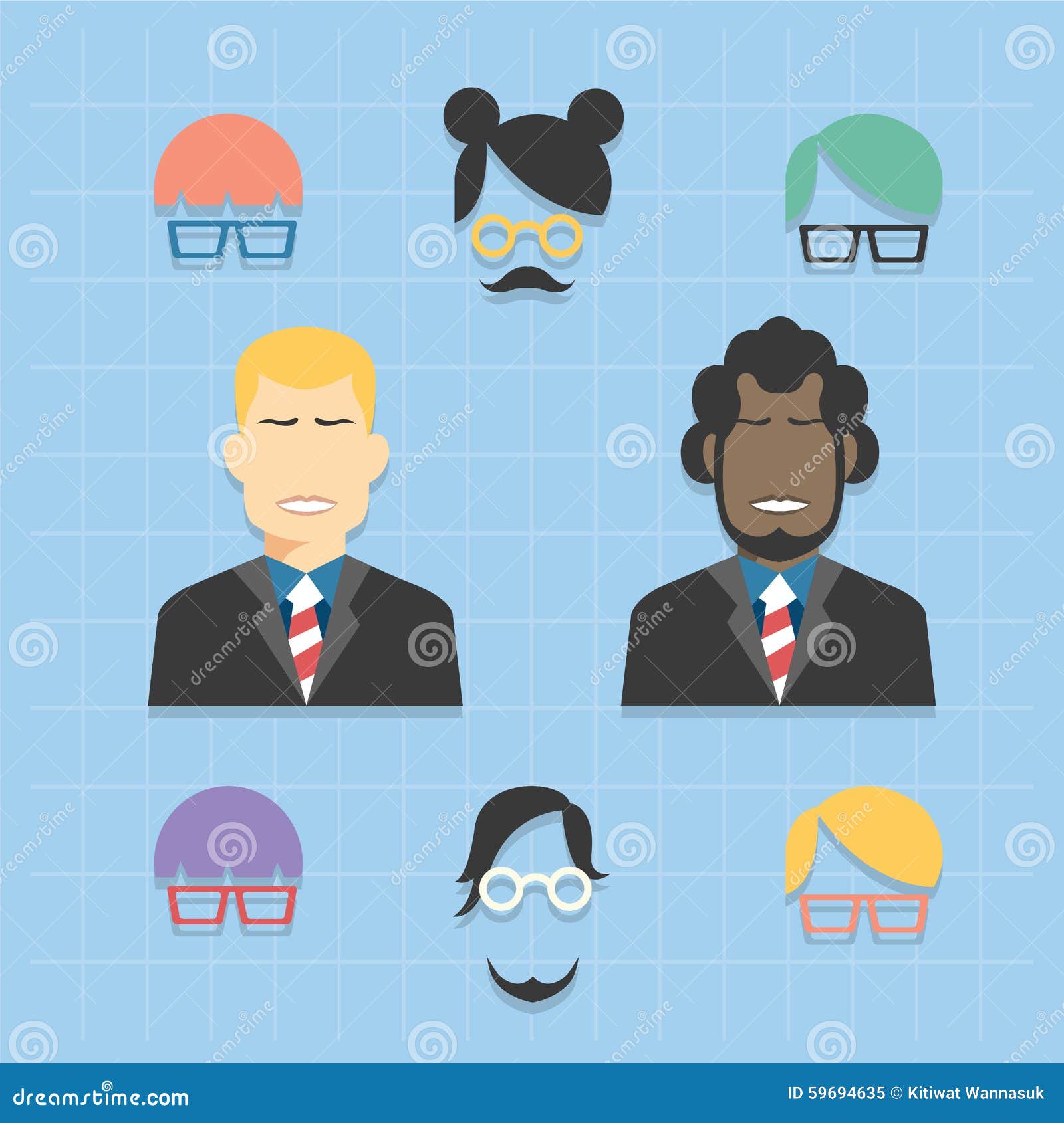 Avatar Business Team Icons Set Stock Vector - Illustration of person ...