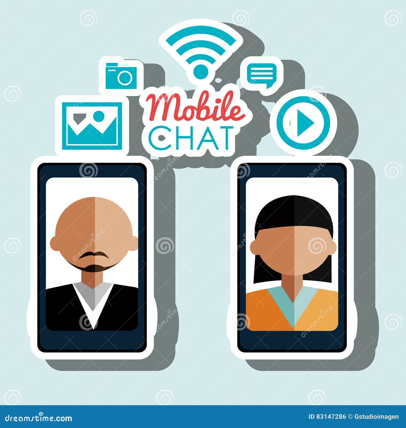 Avatar Chat Mobile Smartphone Stock Illustration - Illustration of ...