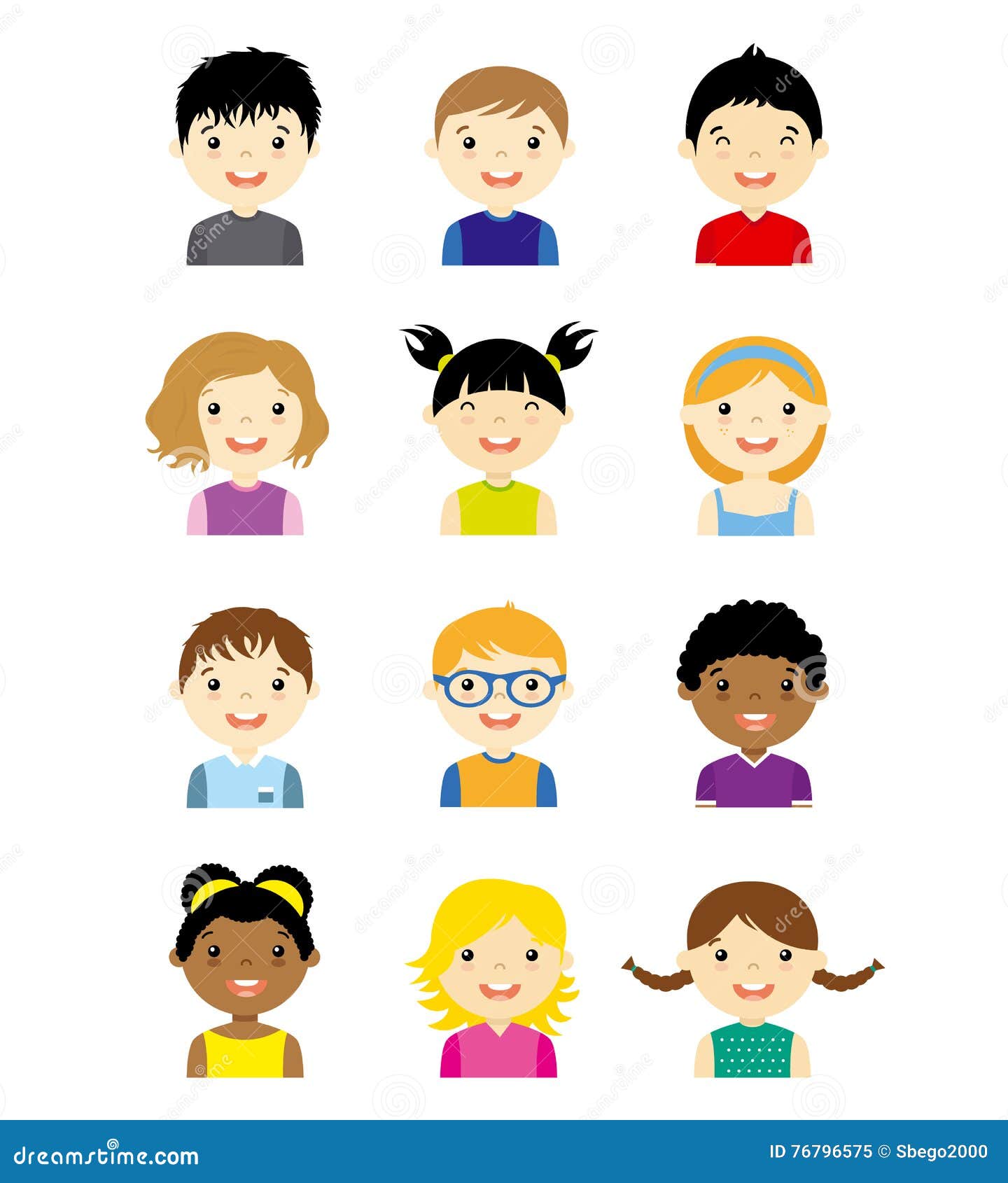 Avatar children set stock vector. Illustration of little - 76796575