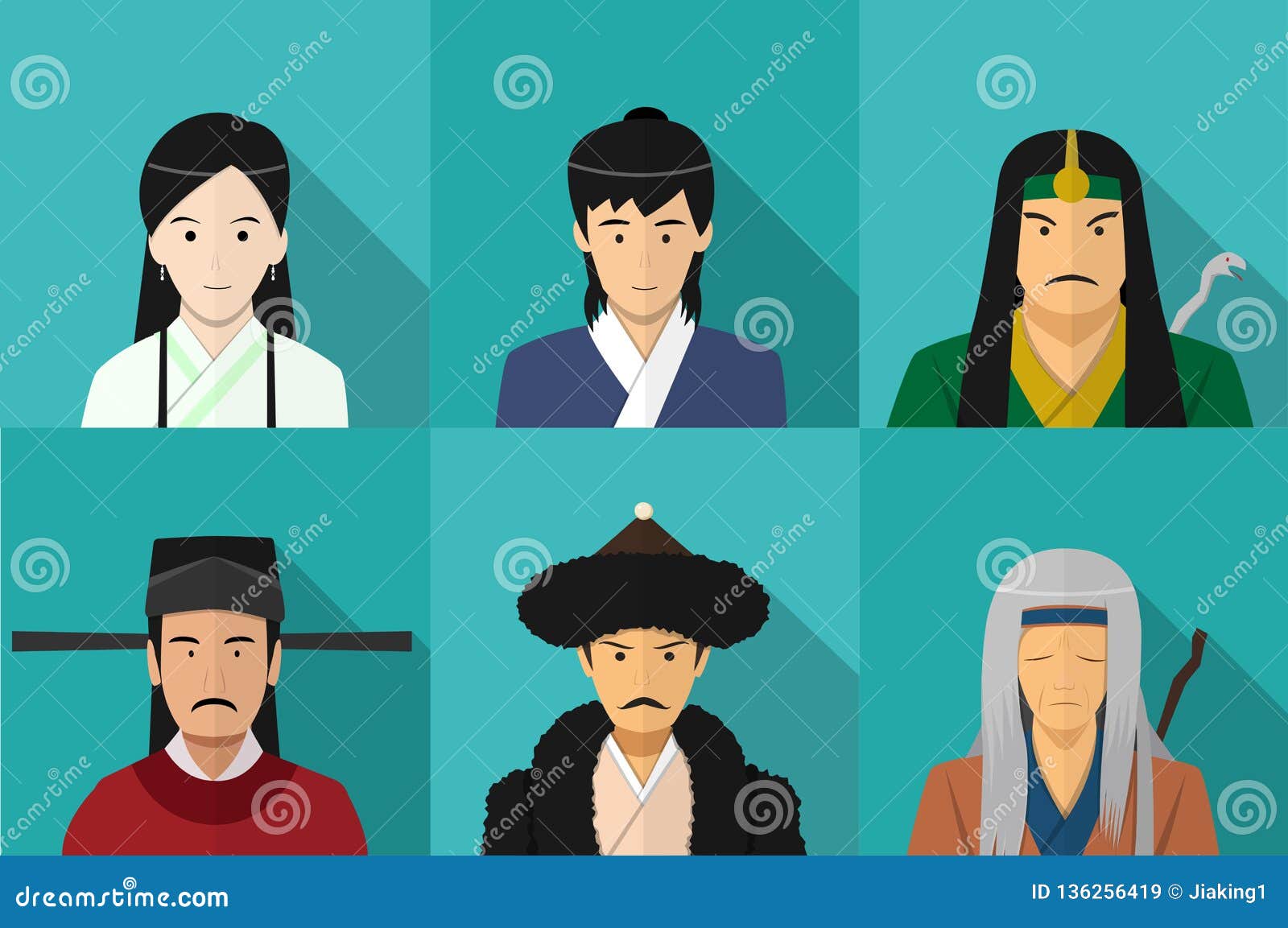 Avatar of Chinese People in Flat Style, Vector Art Stock Vector ...