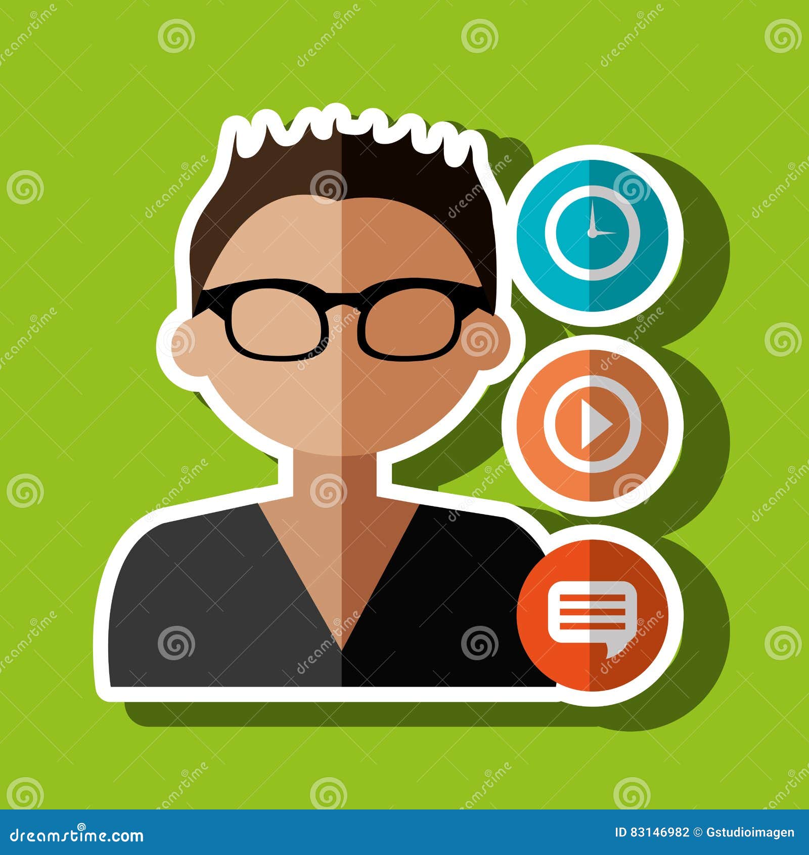 Avatar clock play chat stock illustration. Illustration of electronic ...