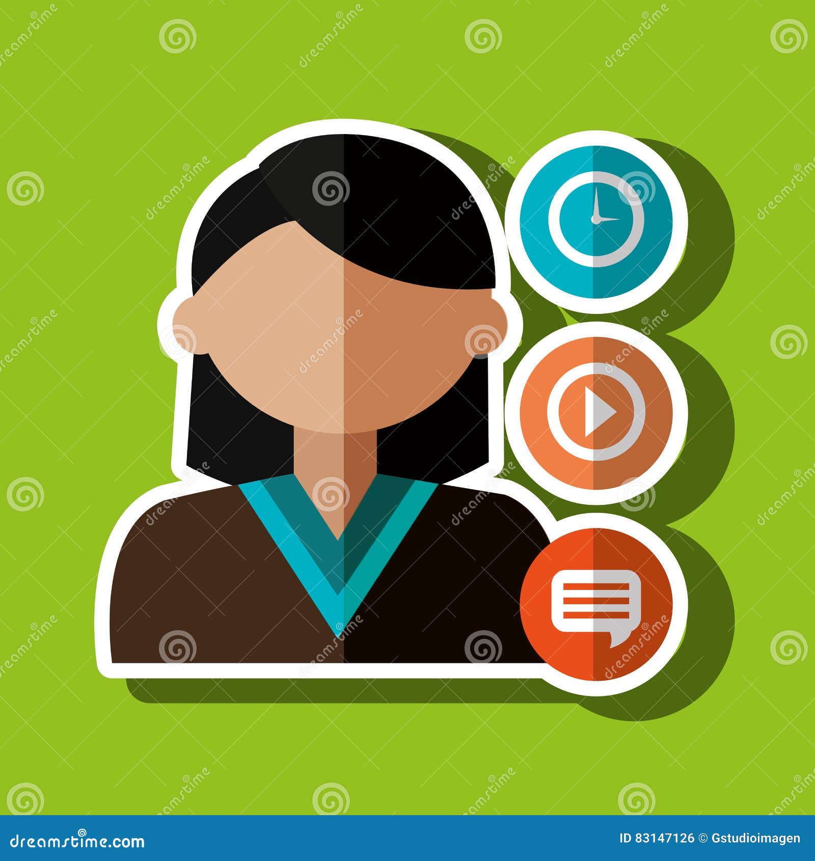 Avatar clock play chat stock illustration. Illustration of information ...