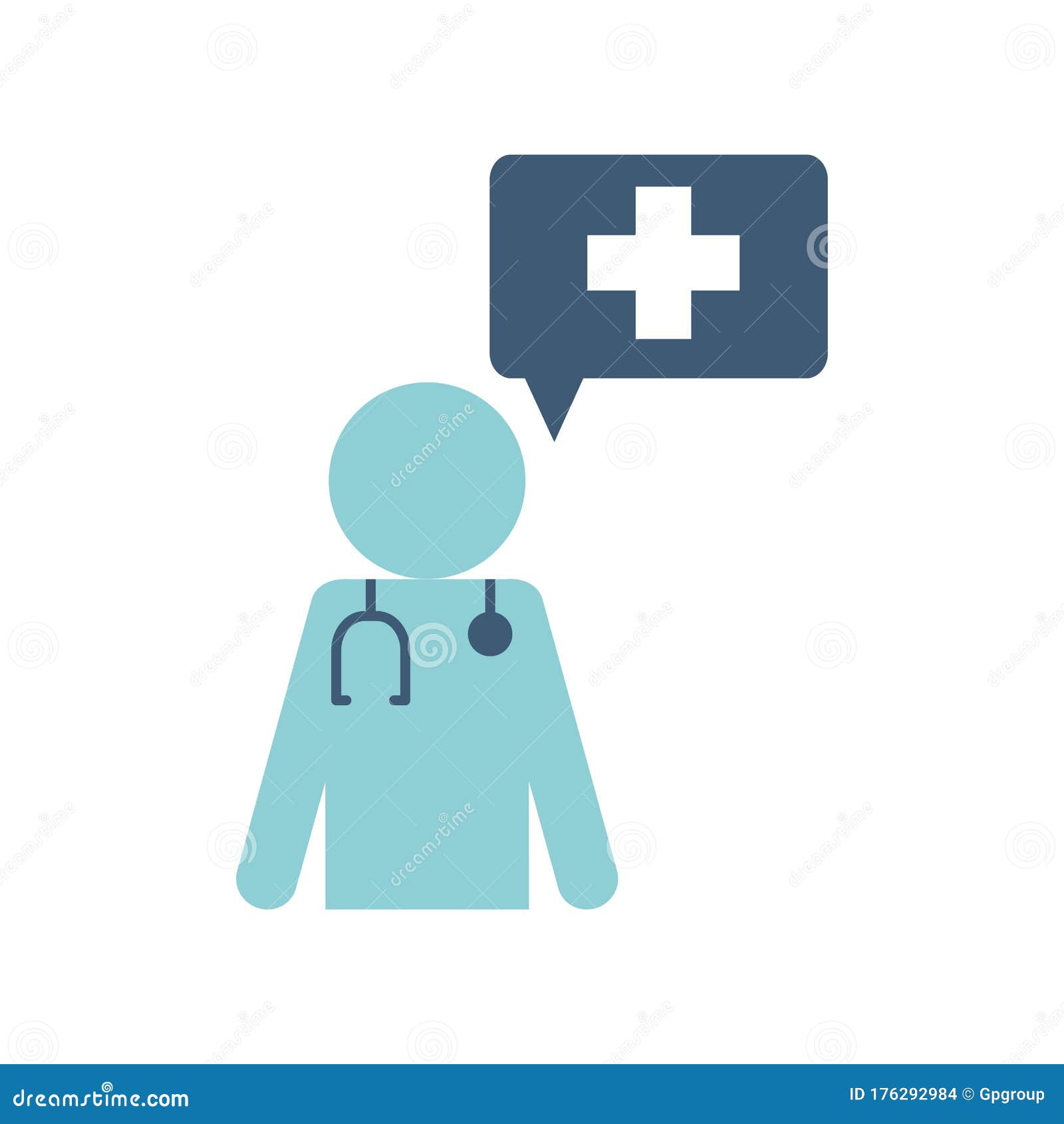Avatar Doctor With Stethoscope And Cross Bubble Flat Style Icon Vector