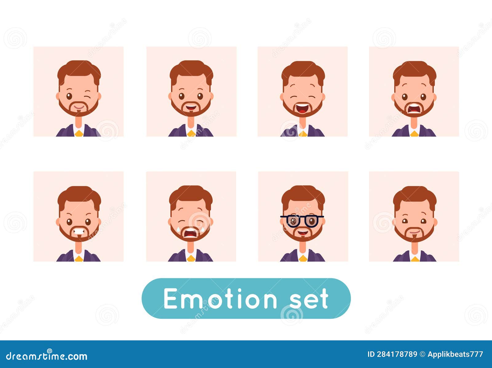 Avatar Emotion Set. Businessman Stock Vector - Illustration of vector ...