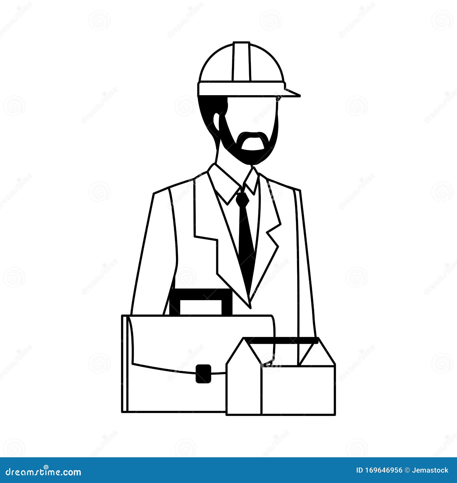 Avatar Engineer Man with Portfolio and Toolbox, Flat Design Stock ...