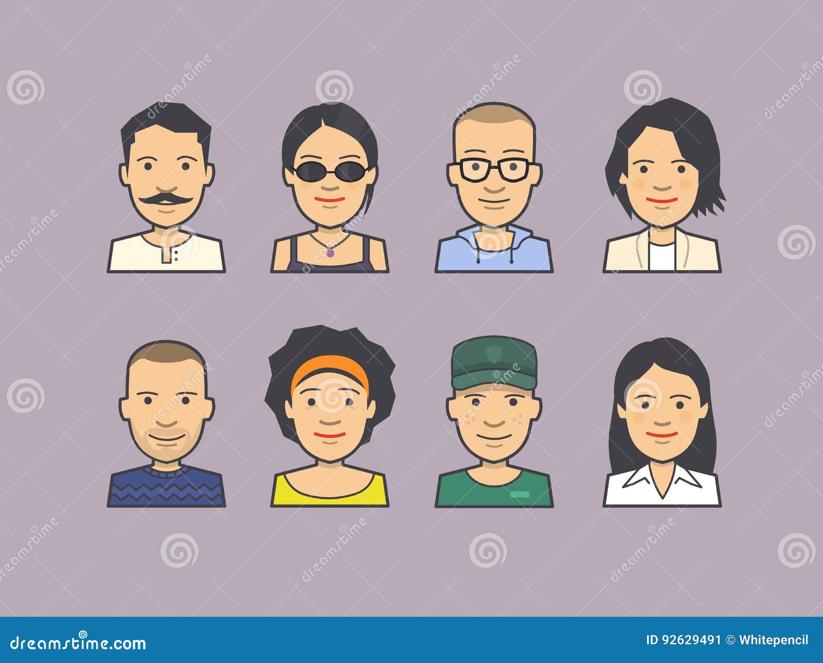 Avatar face icons stock vector. Illustration of line - 92629491