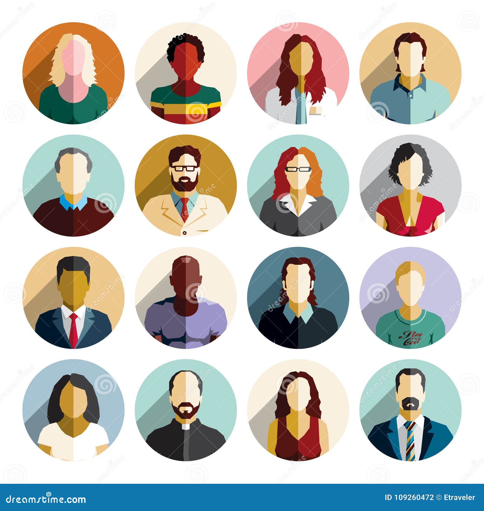 Avatars Flat Icons. People Icons. Stock Vector - Illustration of black ...