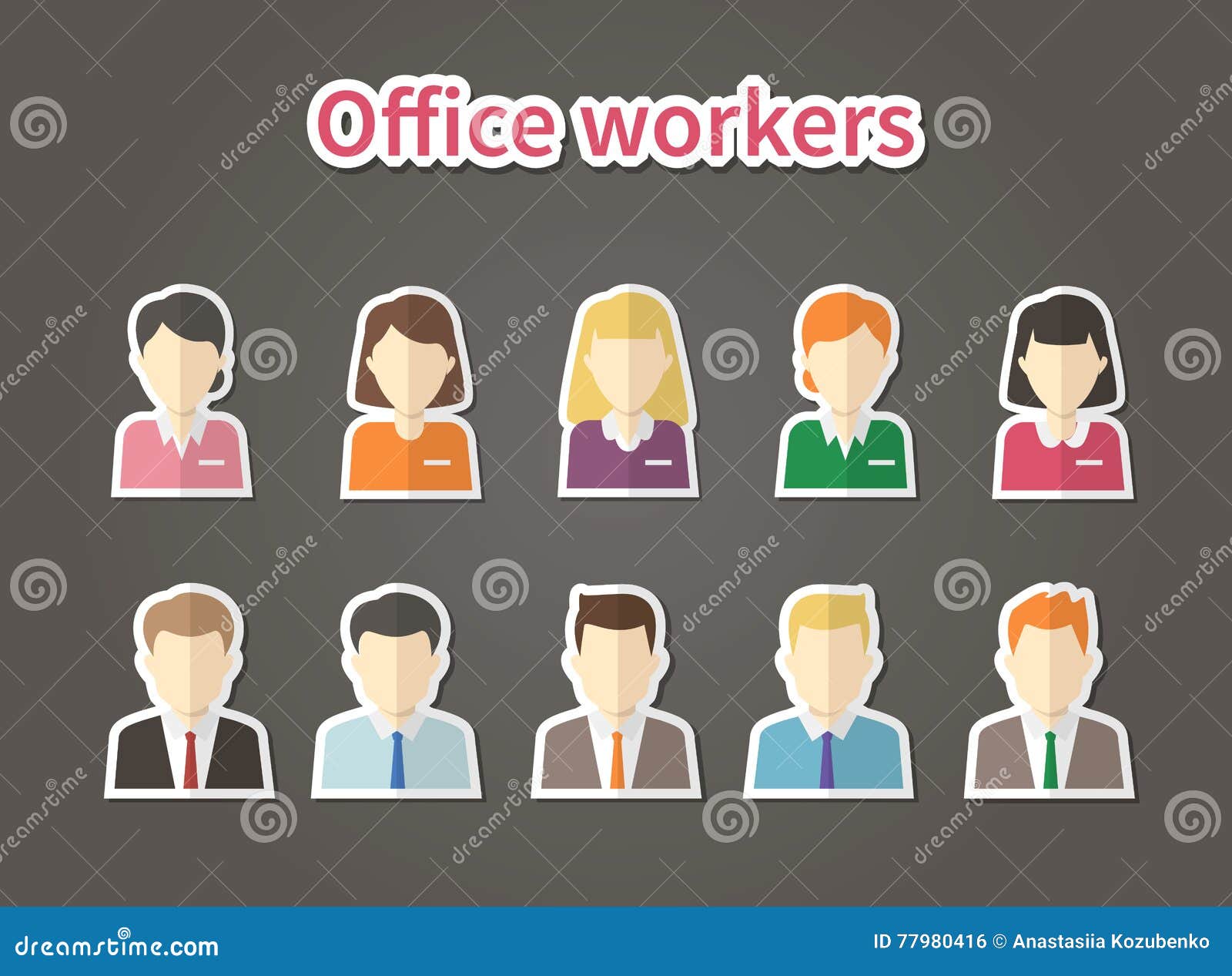 Avatar flat design icons. stock illustration. Illustration of office ...