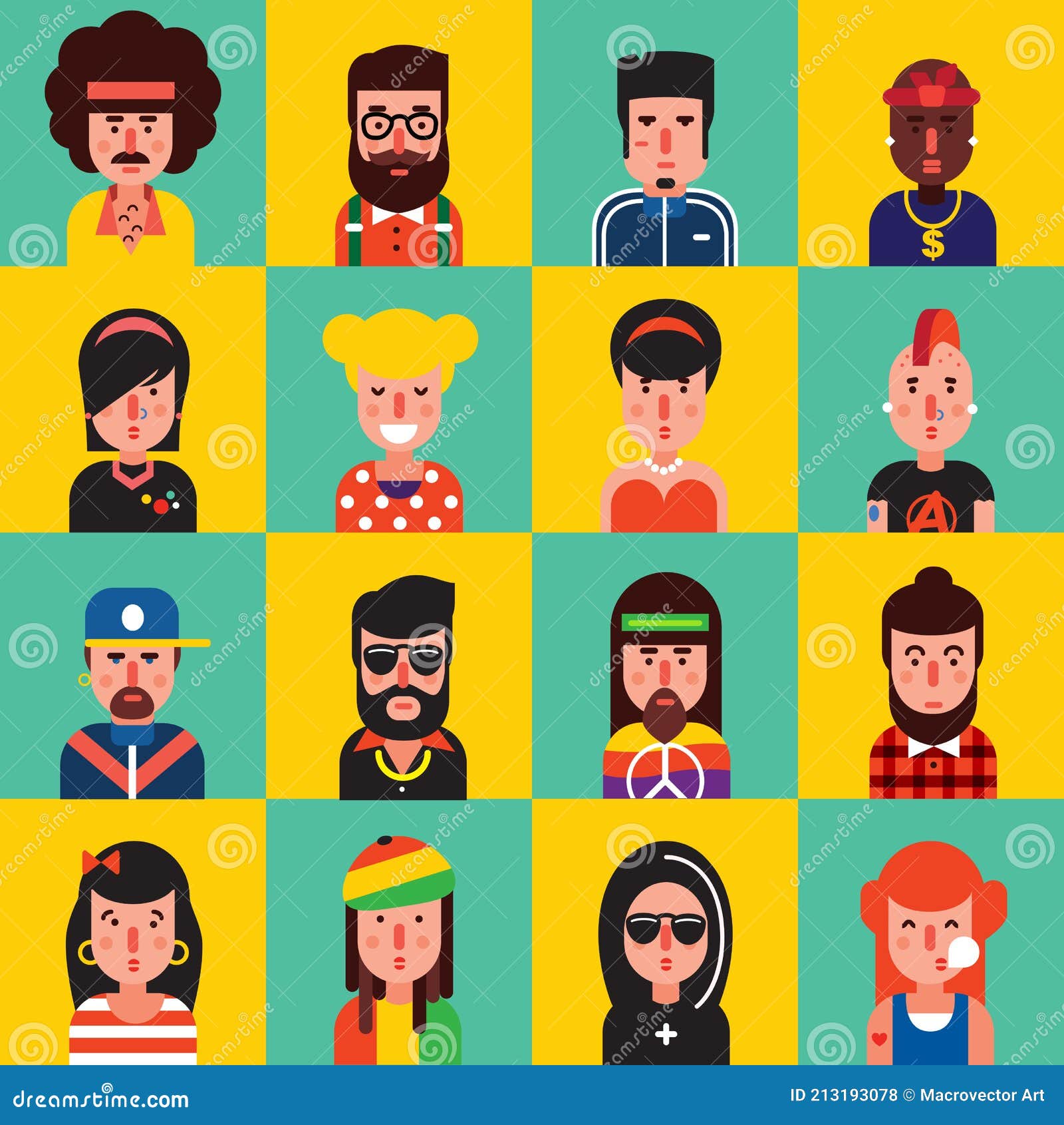 Avatar Flat Icon Set stock vector. Illustration of person - 213193078