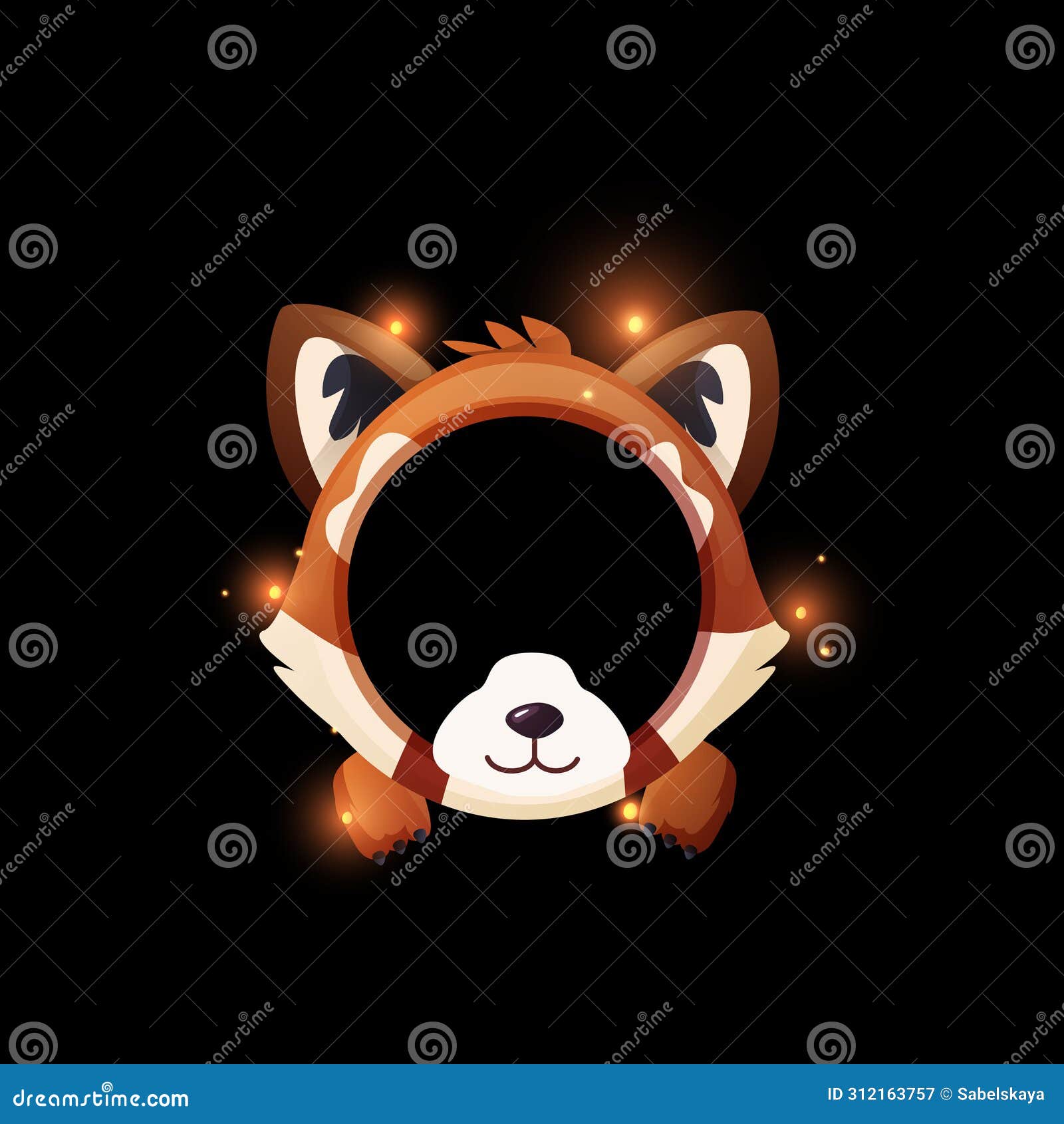 Avatar Frame Red Panda Cartoon Vector, Achievement Round Empty Border ...