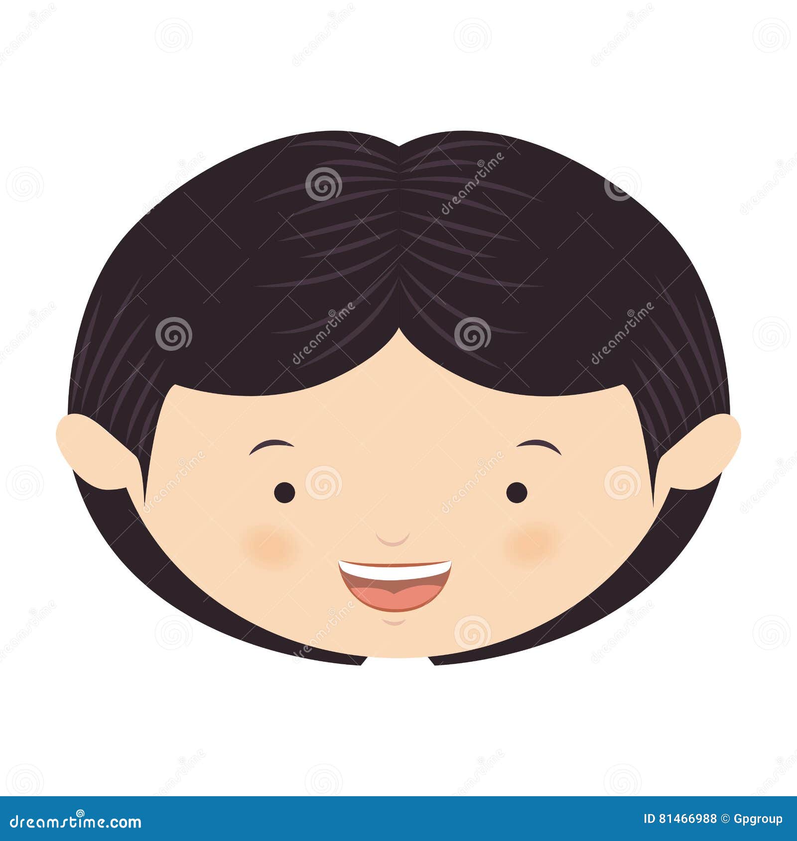 Avatar Front Face Asian Boy Stock Illustration - Illustration of chin ...