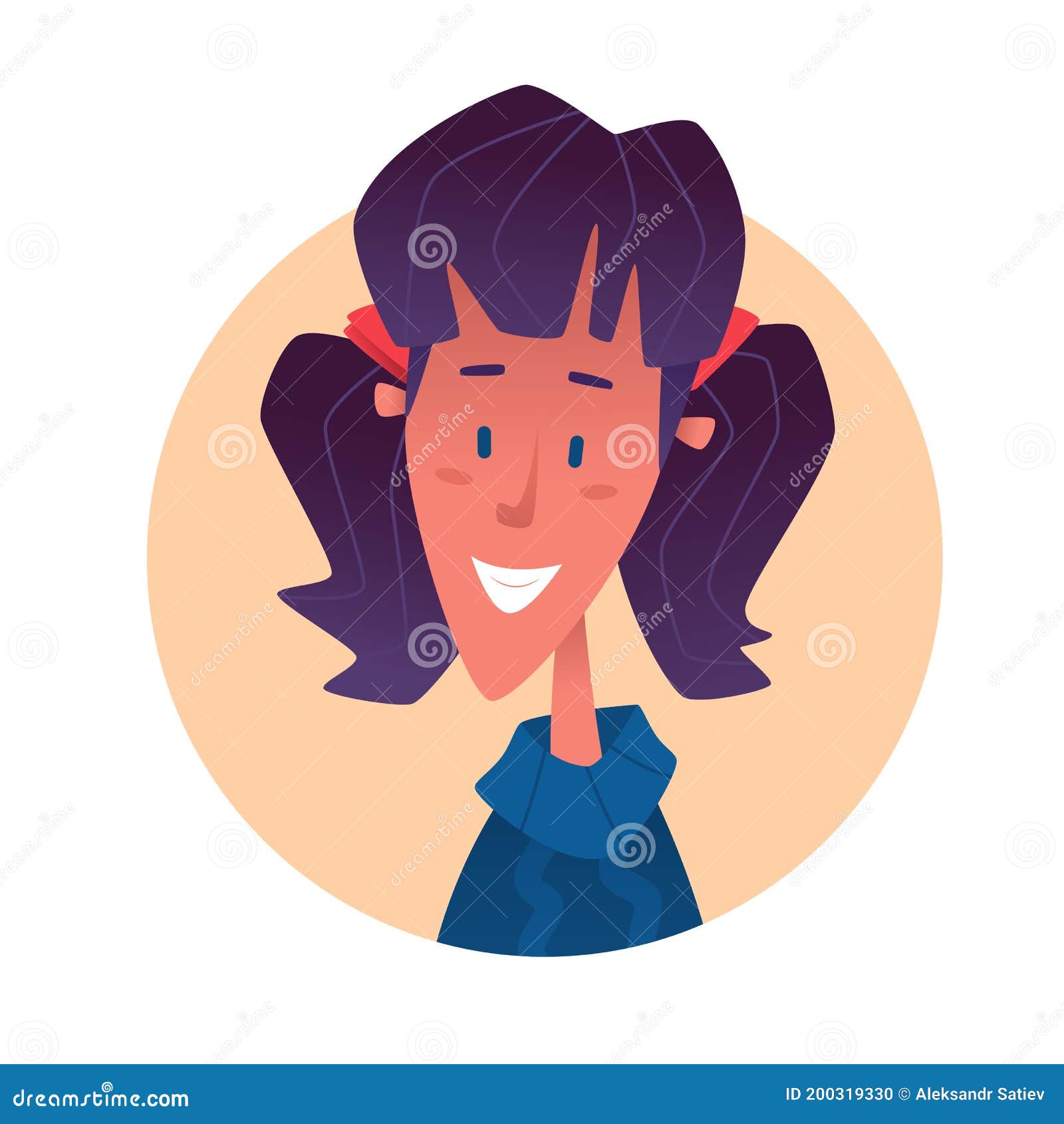 Avatar with a Girl with Ponytail 2 Stock Vector - Illustration of face ...