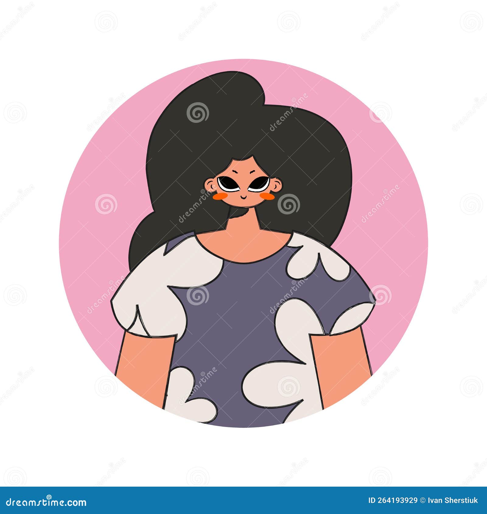 Avatar of a Girl in the Style of the 90s. Stock Vector - Illustration ...