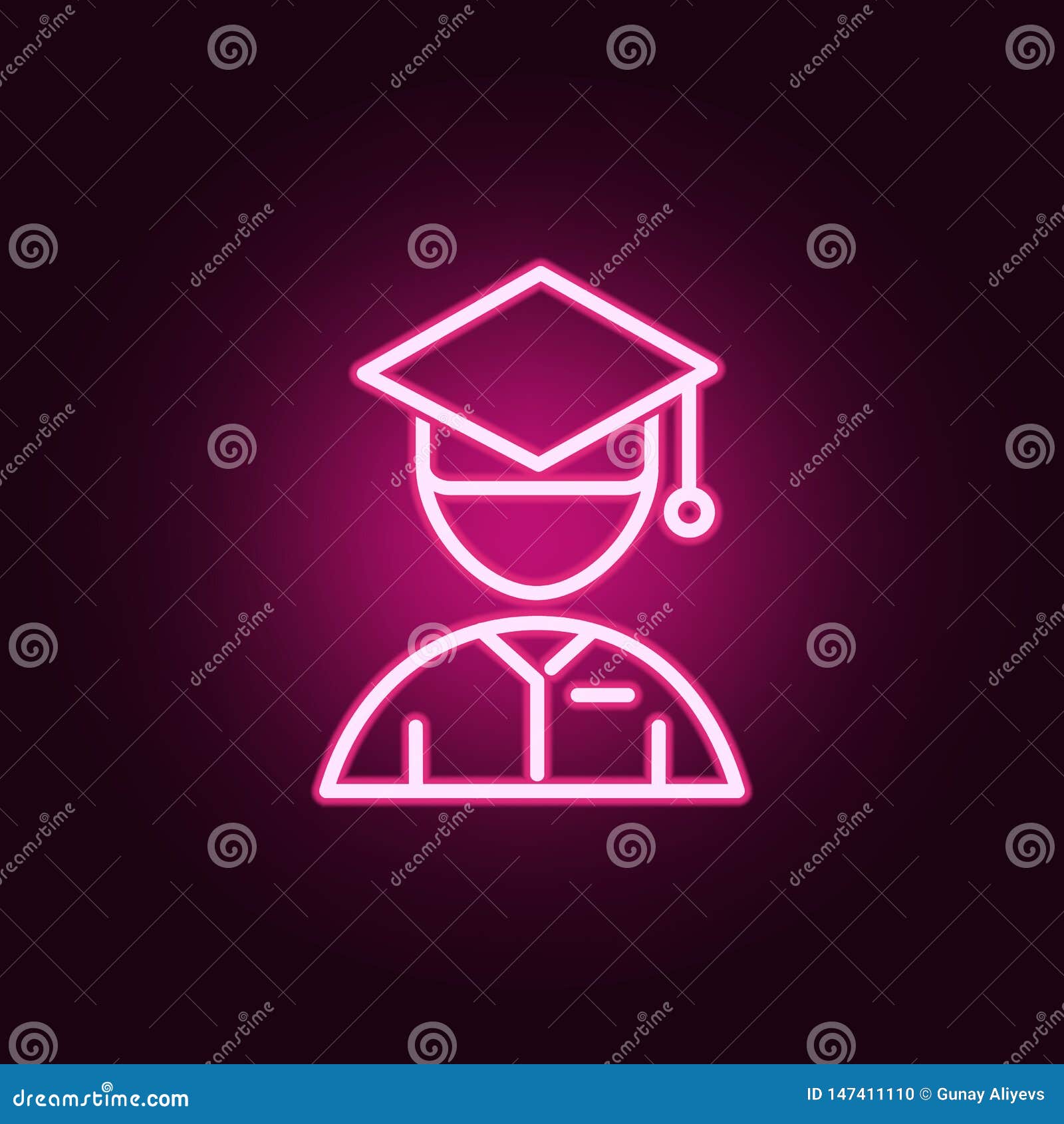 Avatar with Graduation Cap Neon Icon. Elements of Education Set Stock ...