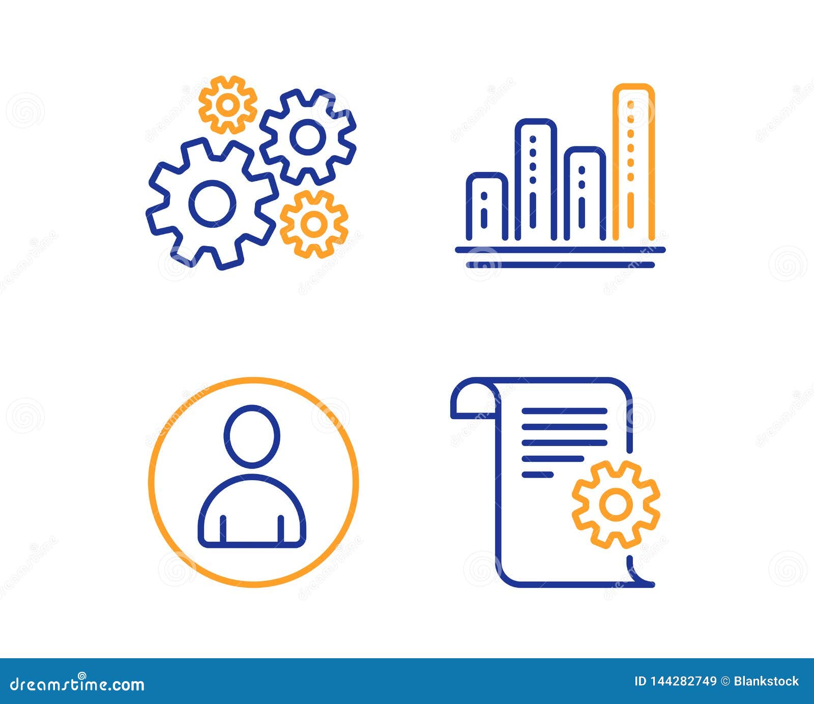 Avatar, Graph Chart and Cogwheel Icons Set. Technical Documentation ...