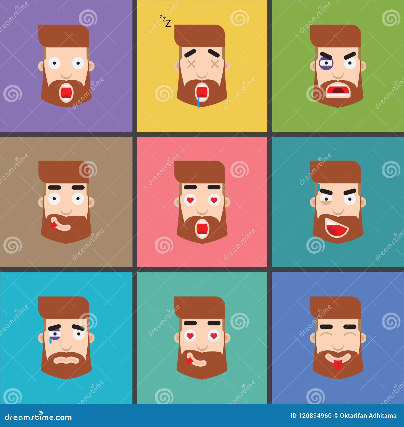 Avatar Hipster Silly Face Collection Stock Vector - Illustration of ...