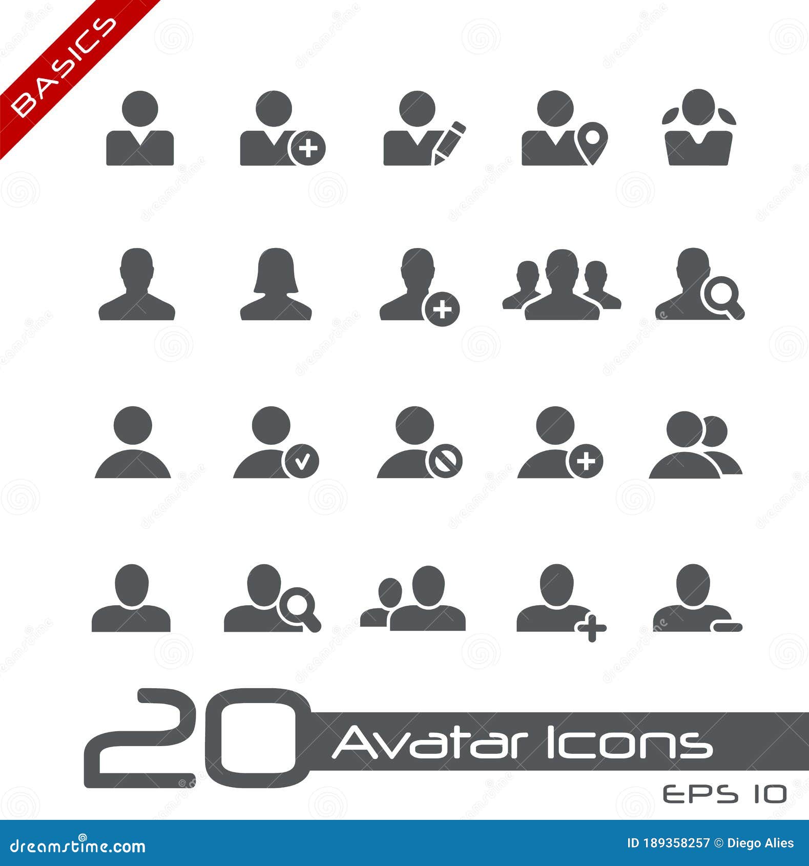 Avatar Icons // Basics stock vector. Illustration of vector - 189358257