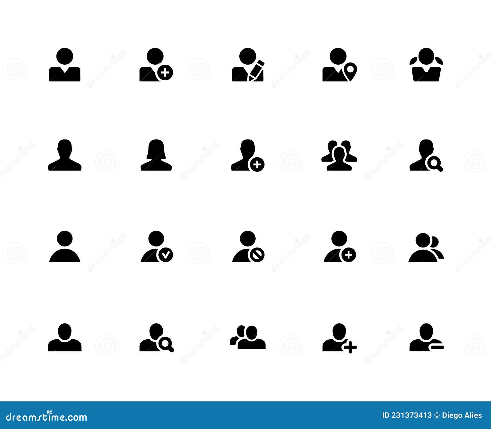 Avatar Icons // 32 Pixels Icons White Series Stock Vector ...