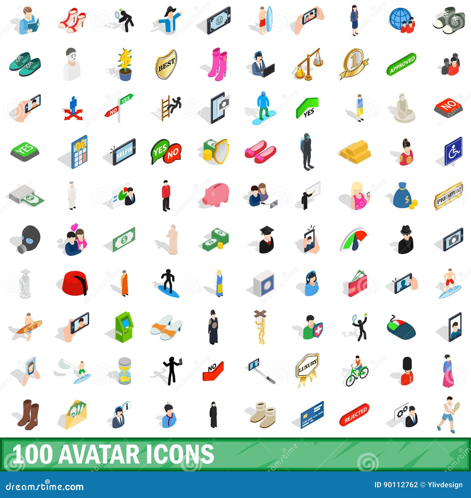 100 Avatar Icons Set, Isometric 3d Style Stock Vector - Illustration of ...