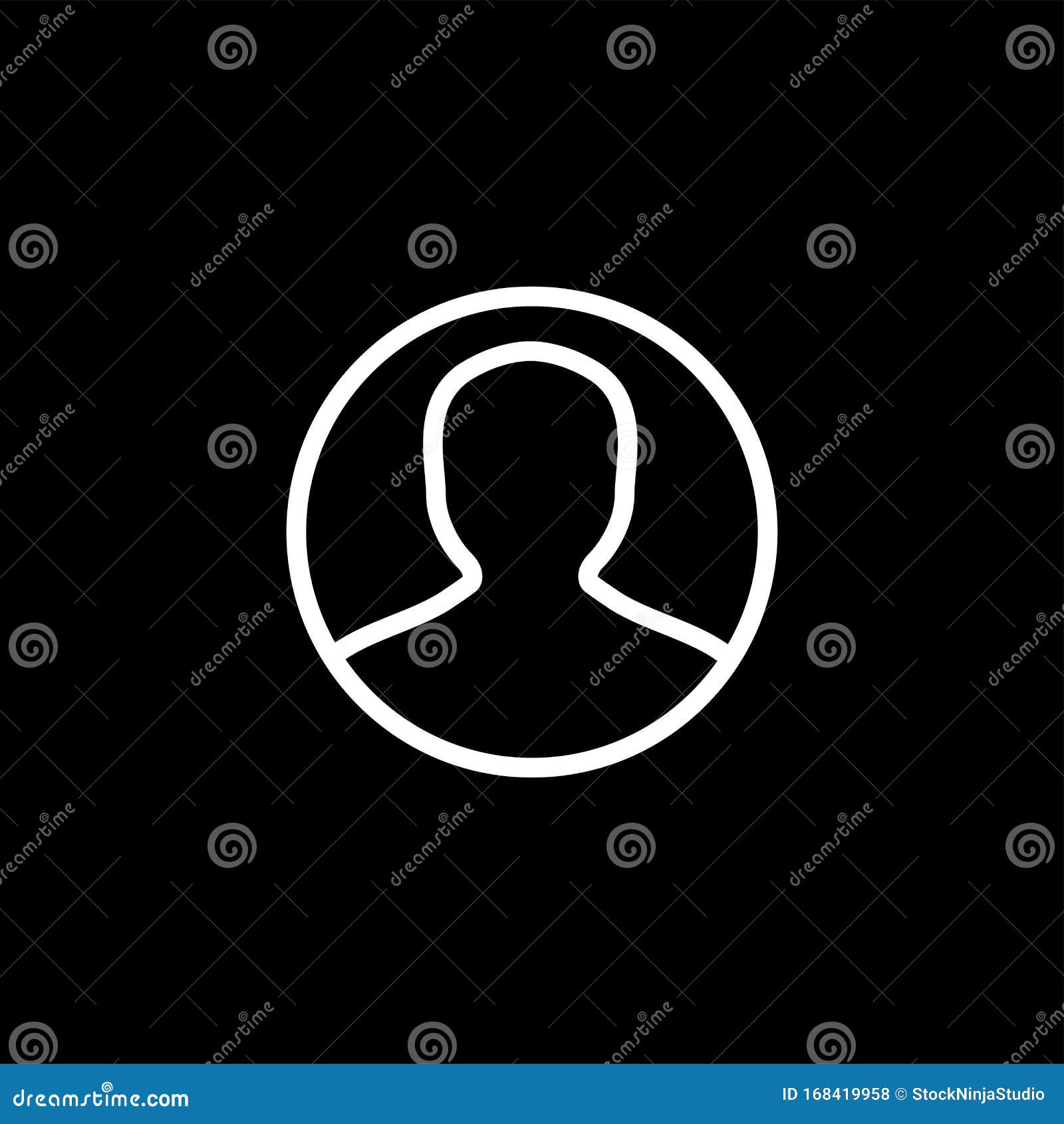 Avatar Line Icon on Black Background. Black Flat Style Vector ...