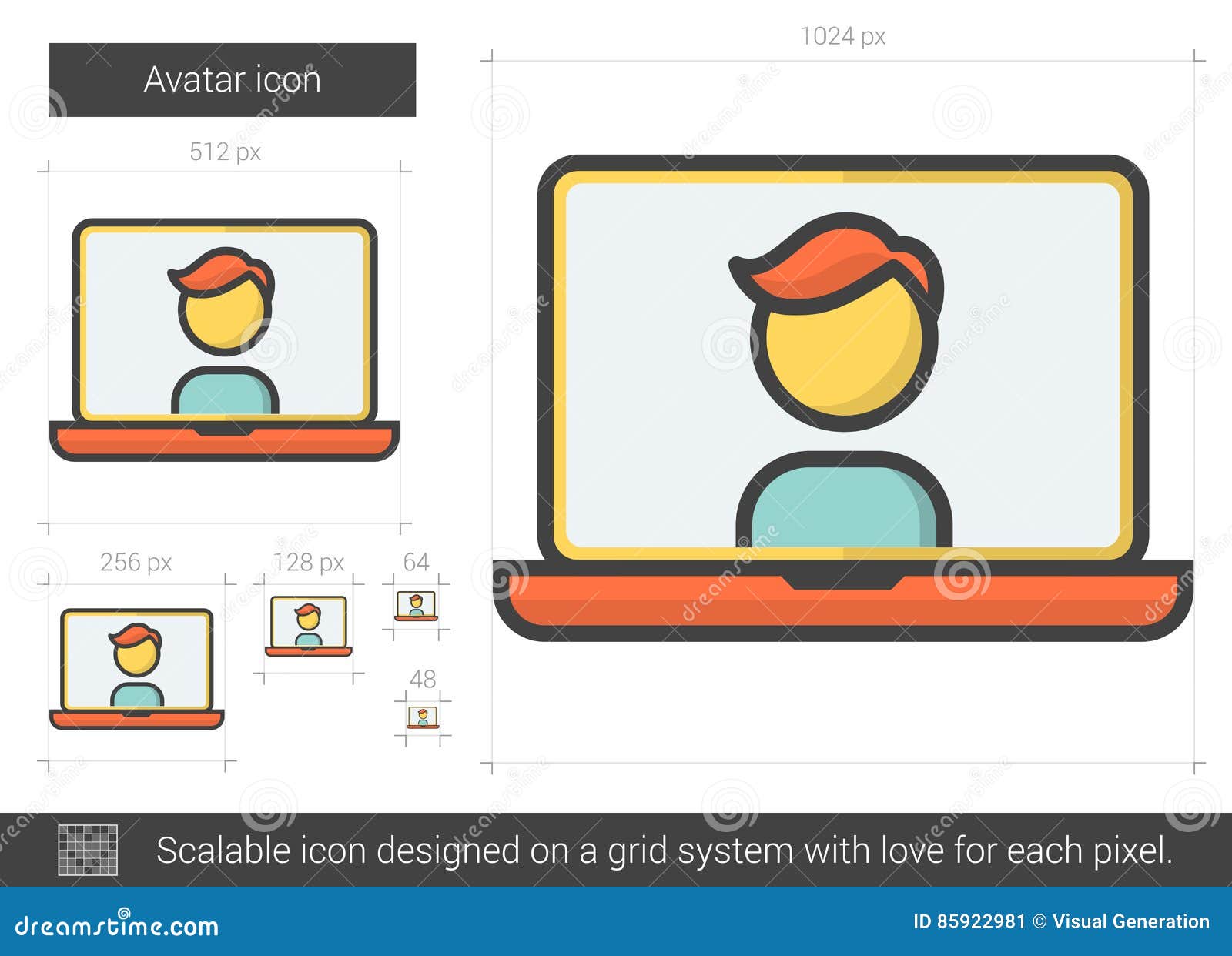 Avatar line icon. stock vector. Illustration of line - 85922981