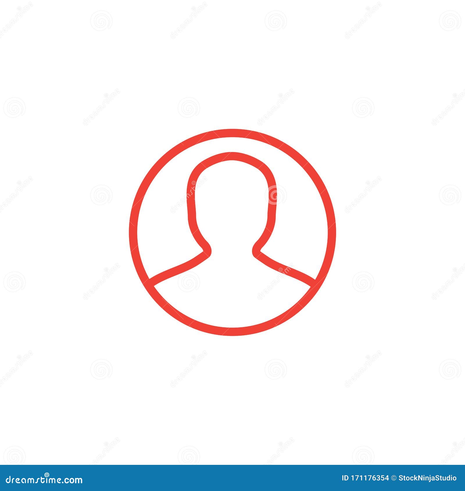 Avatar Line Red Icon on White Background. Red Flat Style Vector ...