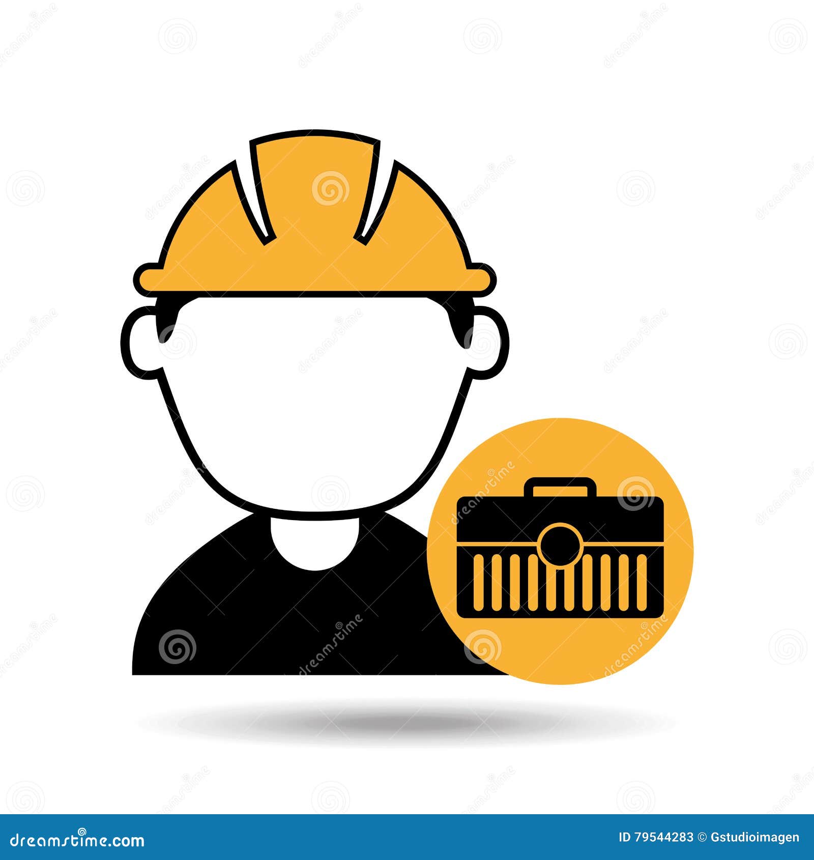 Avatar Man Construction Worker Toolbox Icon Stock Illustration ...