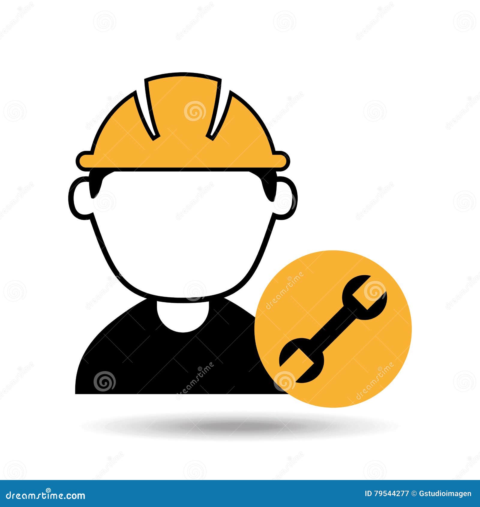 Avatar Man Construction Worker with Wrench Tool Icon Stock Illustration ...