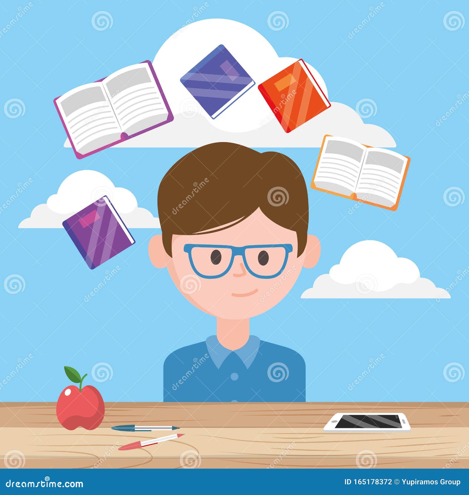 Avatar Man and Learning Online Concept Vector Design Stock Vector ...