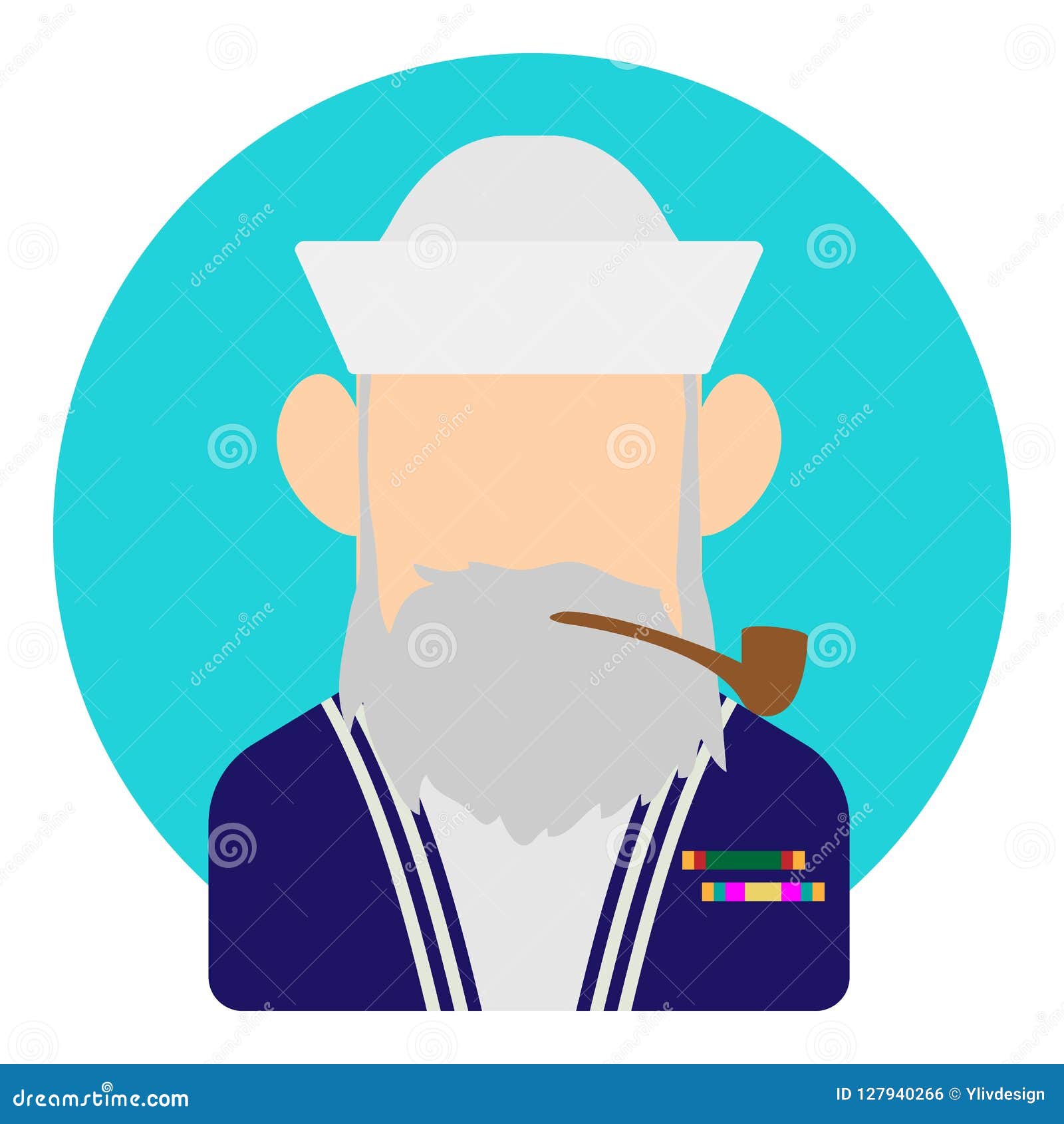 Avatar Man Sailor Icon, Flat Style Stock Illustration - Illustration of ...