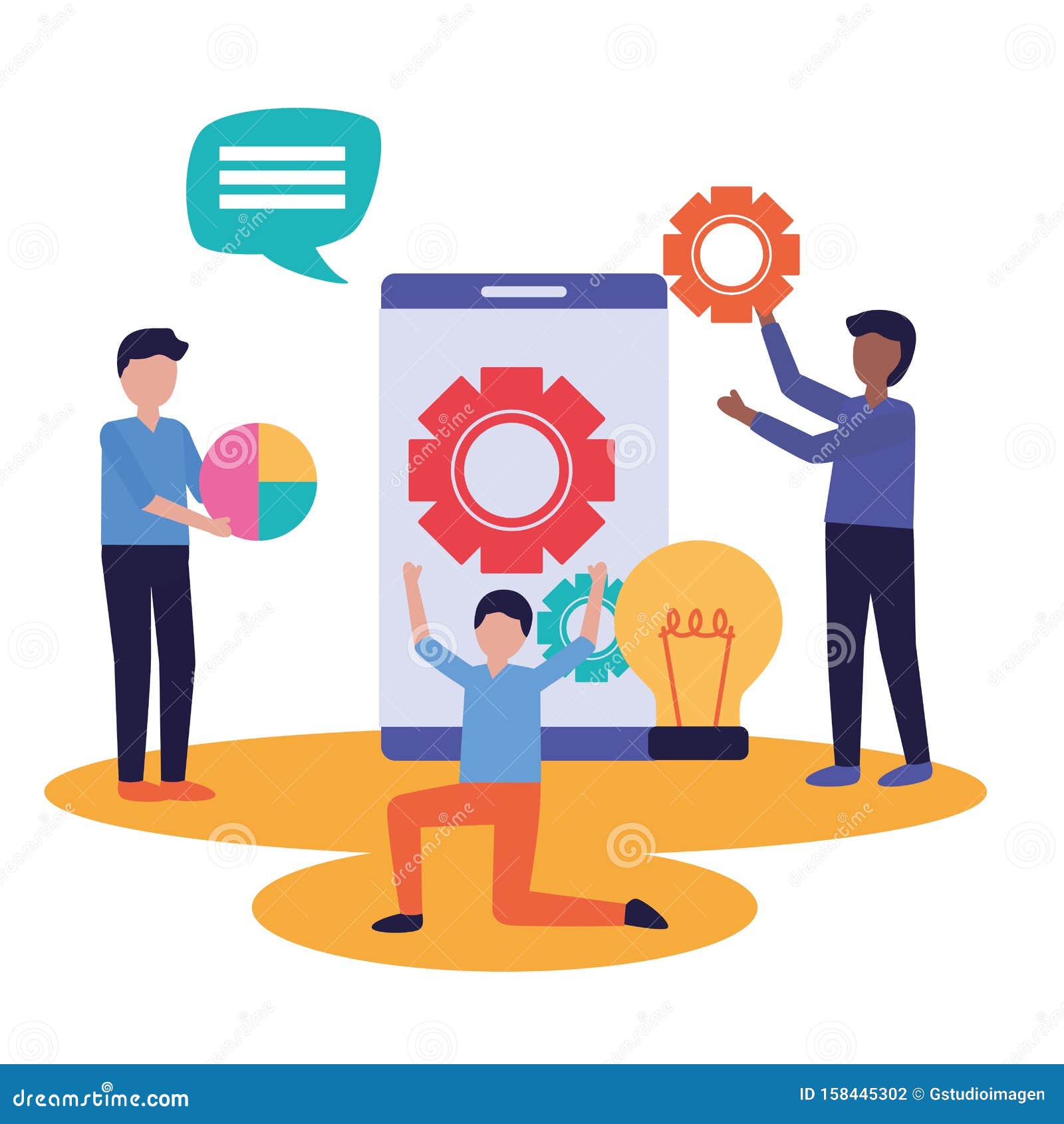 Avatar Men with Teamwork Icon Vector Design Stock Illustration ...