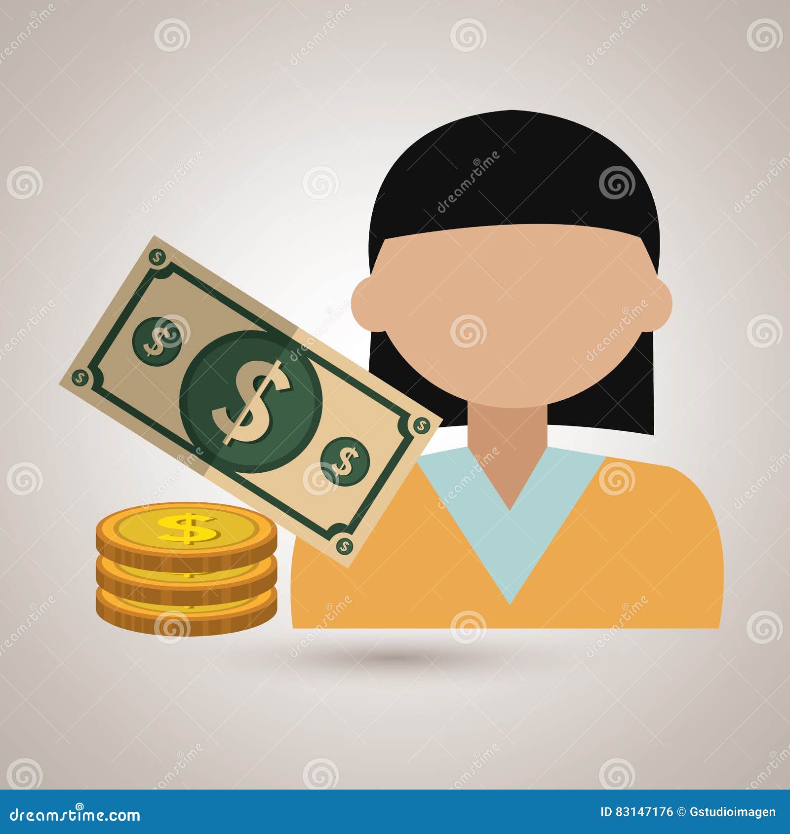 Avatar money bill coin stock illustration. Illustration of girl - 83147176