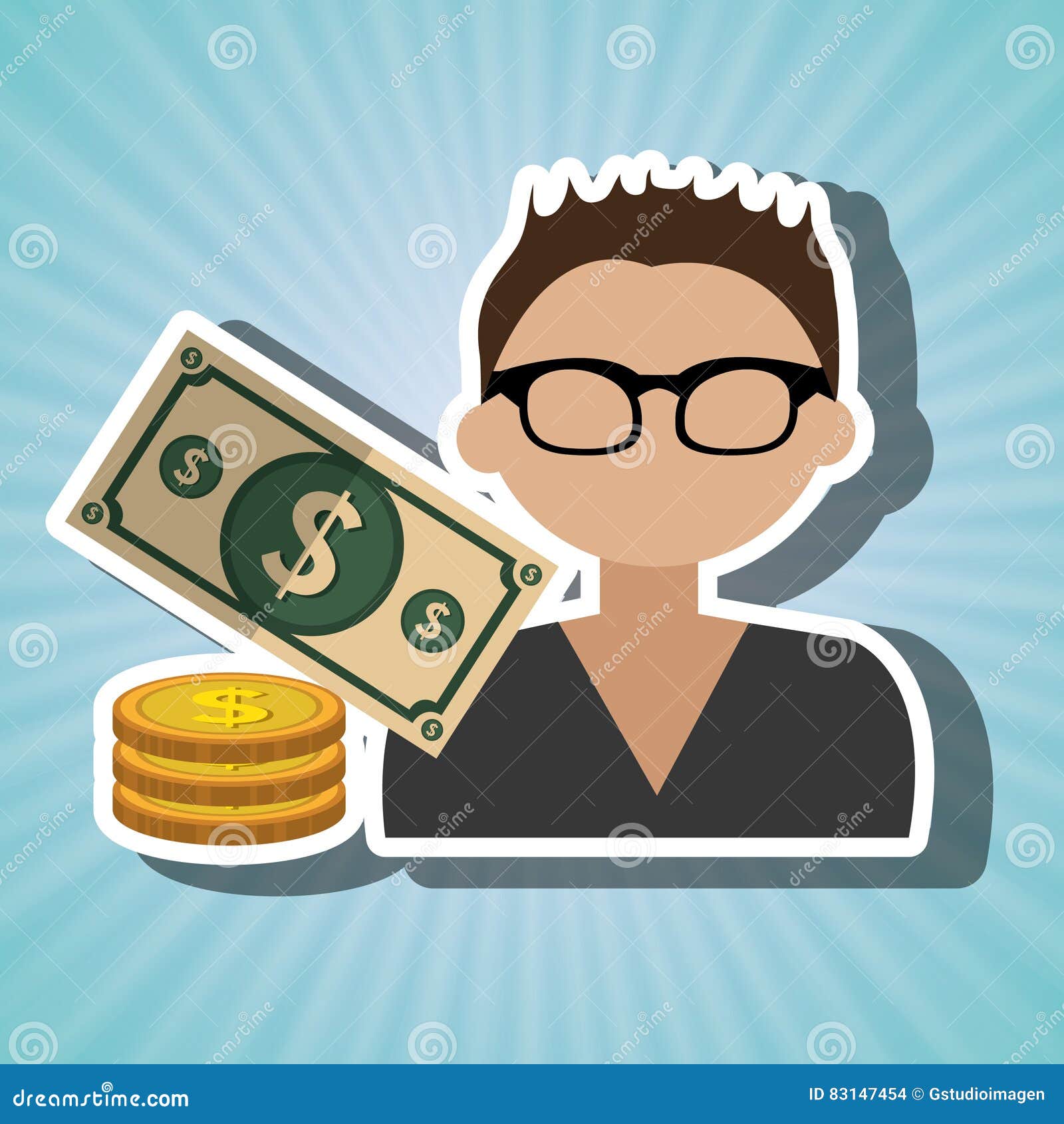 Avatar money bill coin stock illustration. Illustration of concept ...