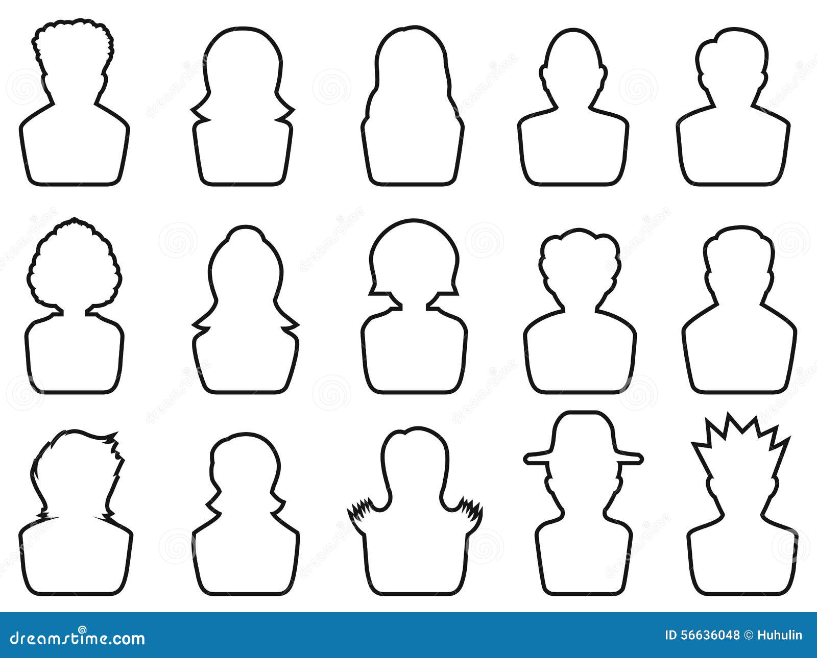 Avatar outline icons set stock vector. Illustration of gender - 56636048