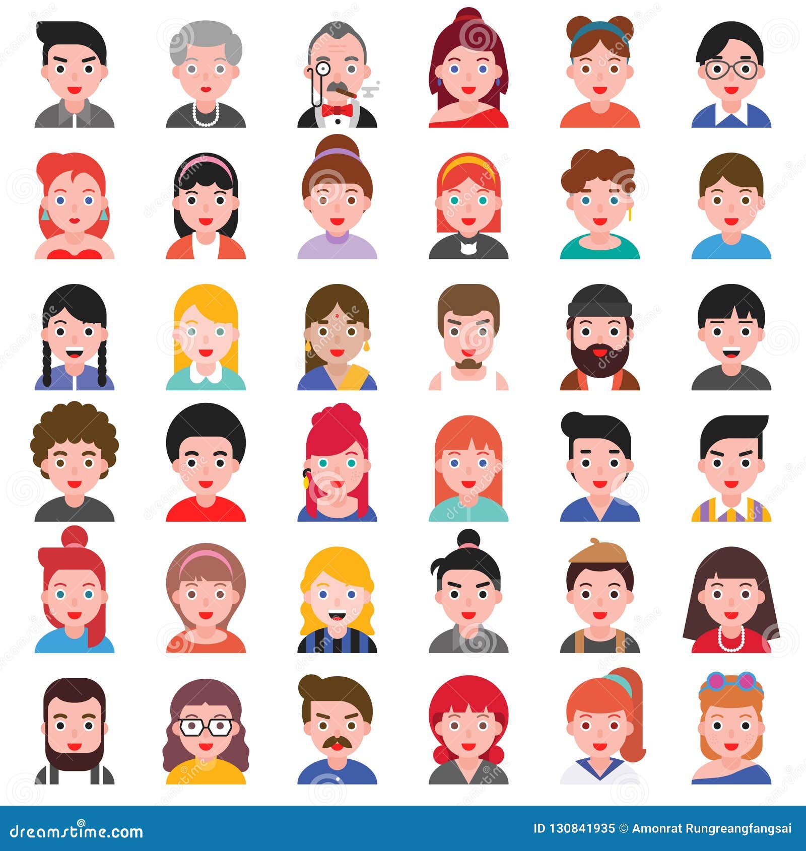 Avatar People Icon Set 2, Flat Design Stock Vector - Illustration of ...
