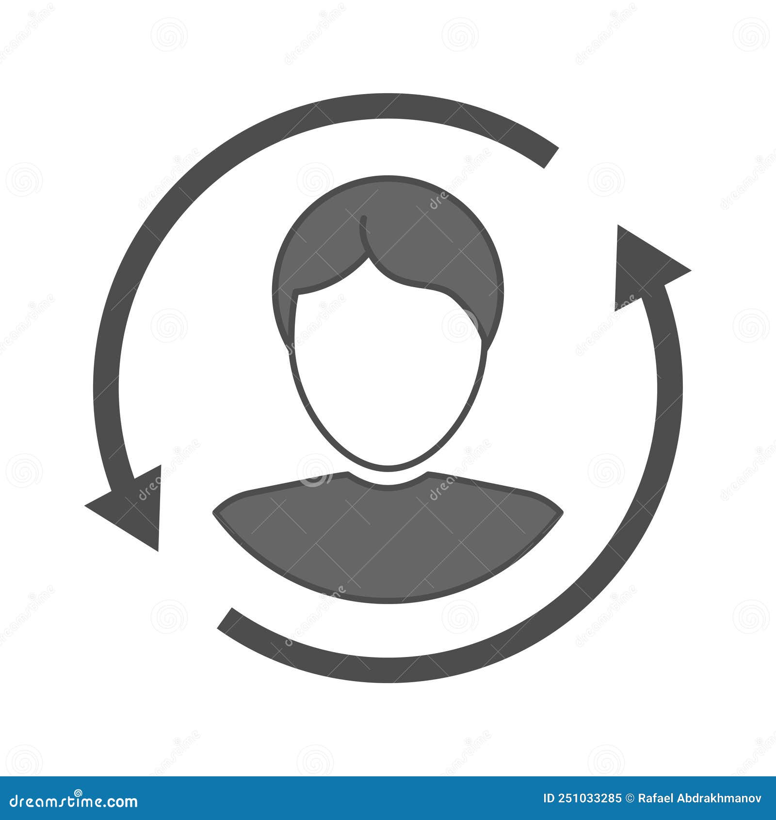 Avatar Person Icon with Circular Arrows. Return and Retention ...