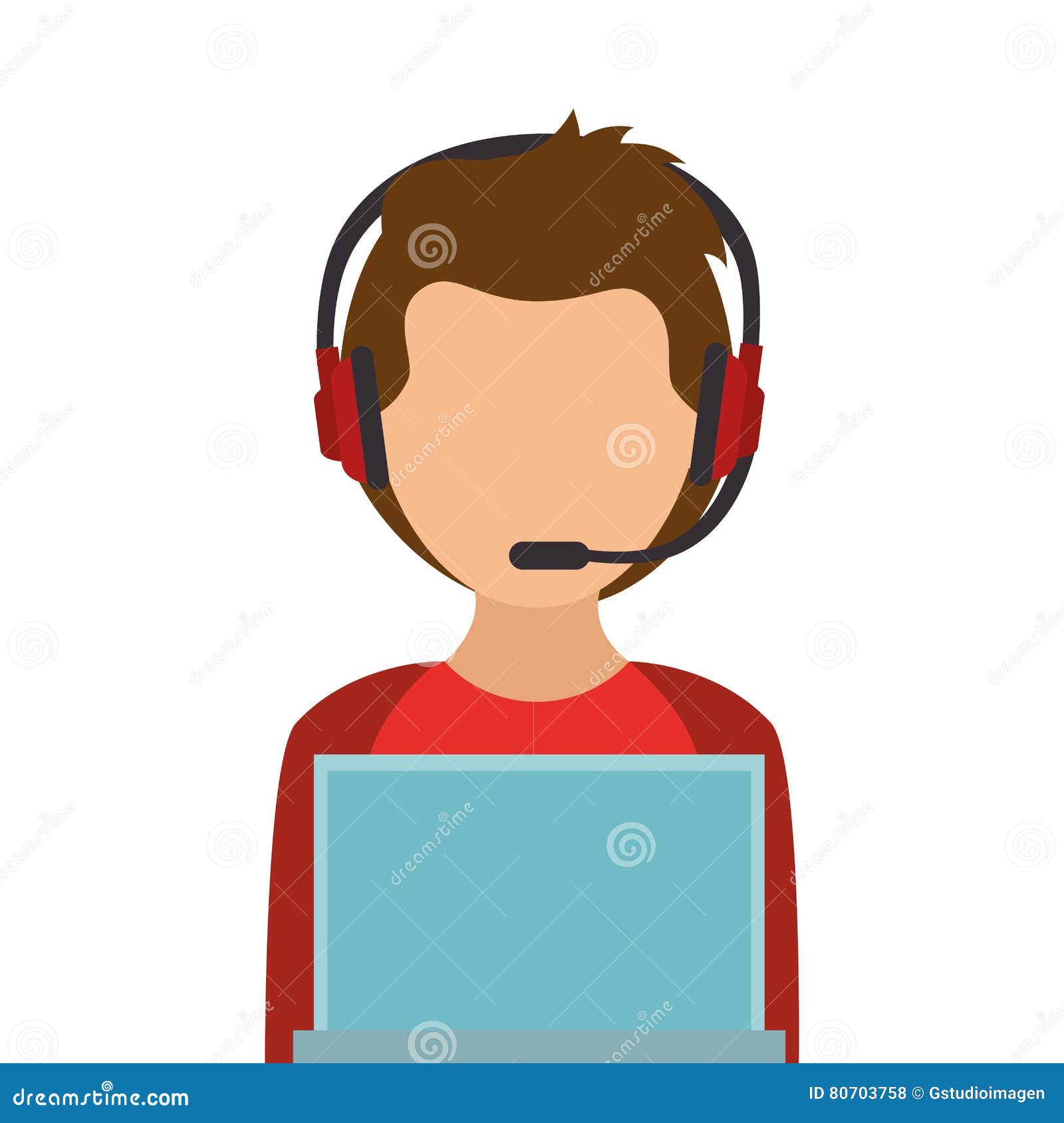Avatar of a Person Working on Laptop Stock Vector - Illustration of ...