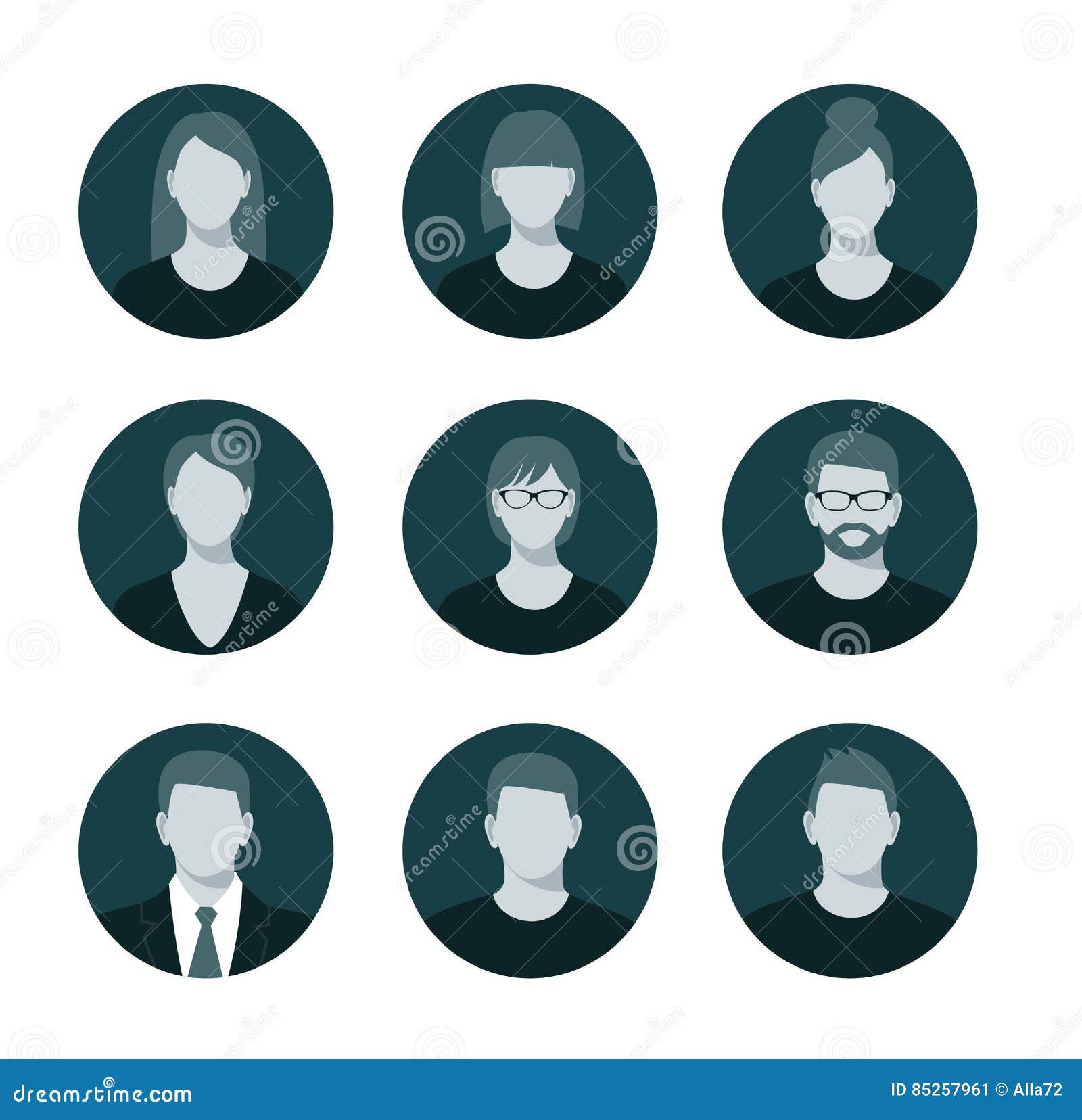 Avatar Profile Icon Set Including Male and Female. Stock Vector ...