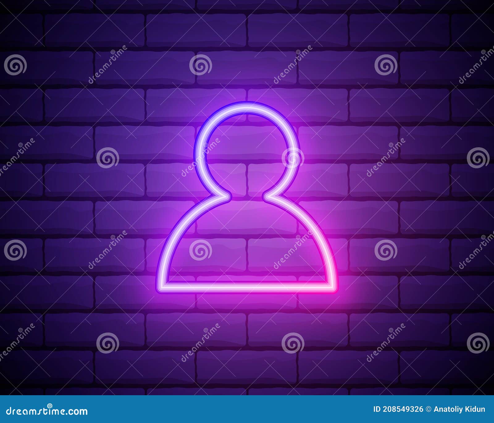 Avatar, Profile Pink Neon Icon .Brick Wall Background Stock Vector ...
