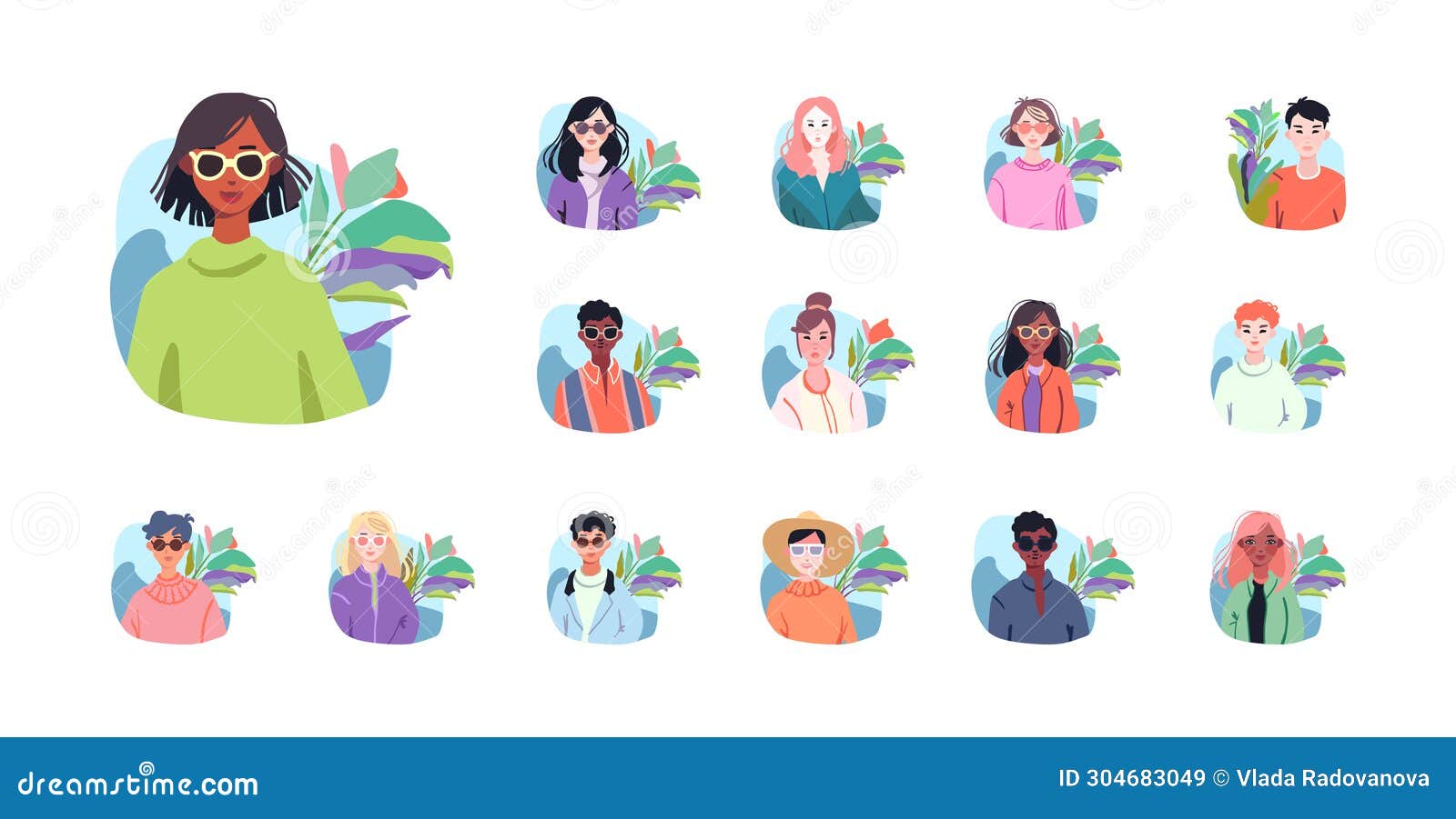 Avatar Set. Cute Characters Modern Minimalist Style Stock Illustration ...