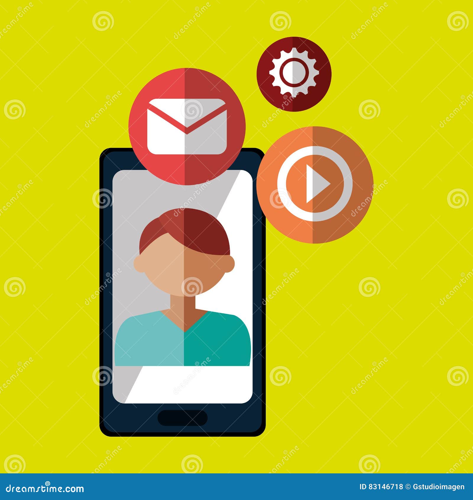 Avatar smartphone play stock illustration. Illustration of application ...