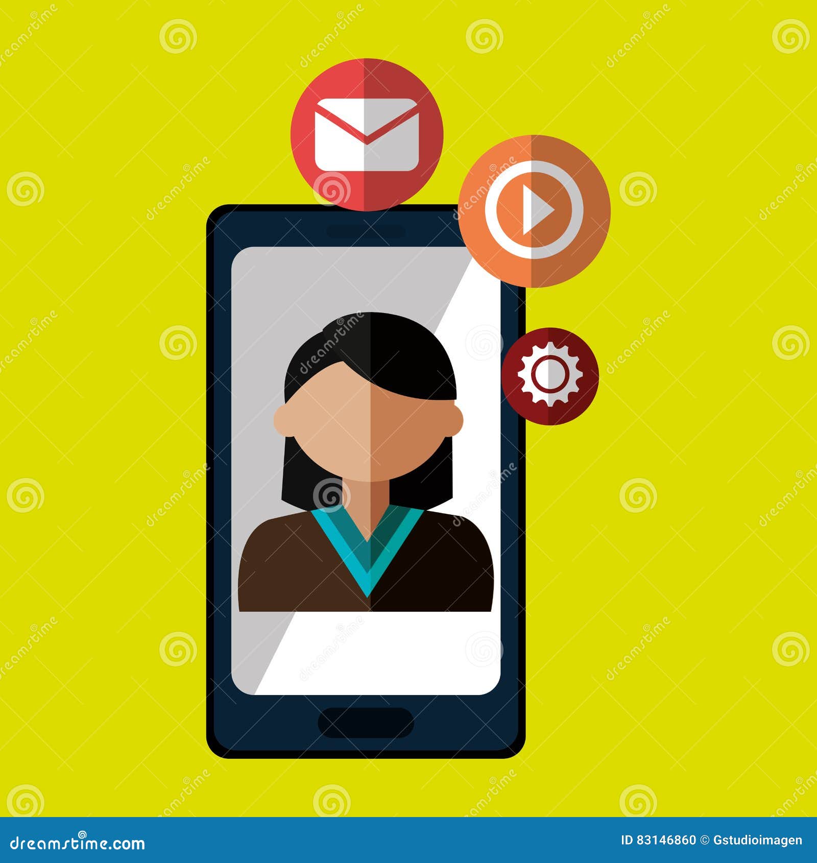 Avatar smartphone play stock illustration. Illustration of internet ...
