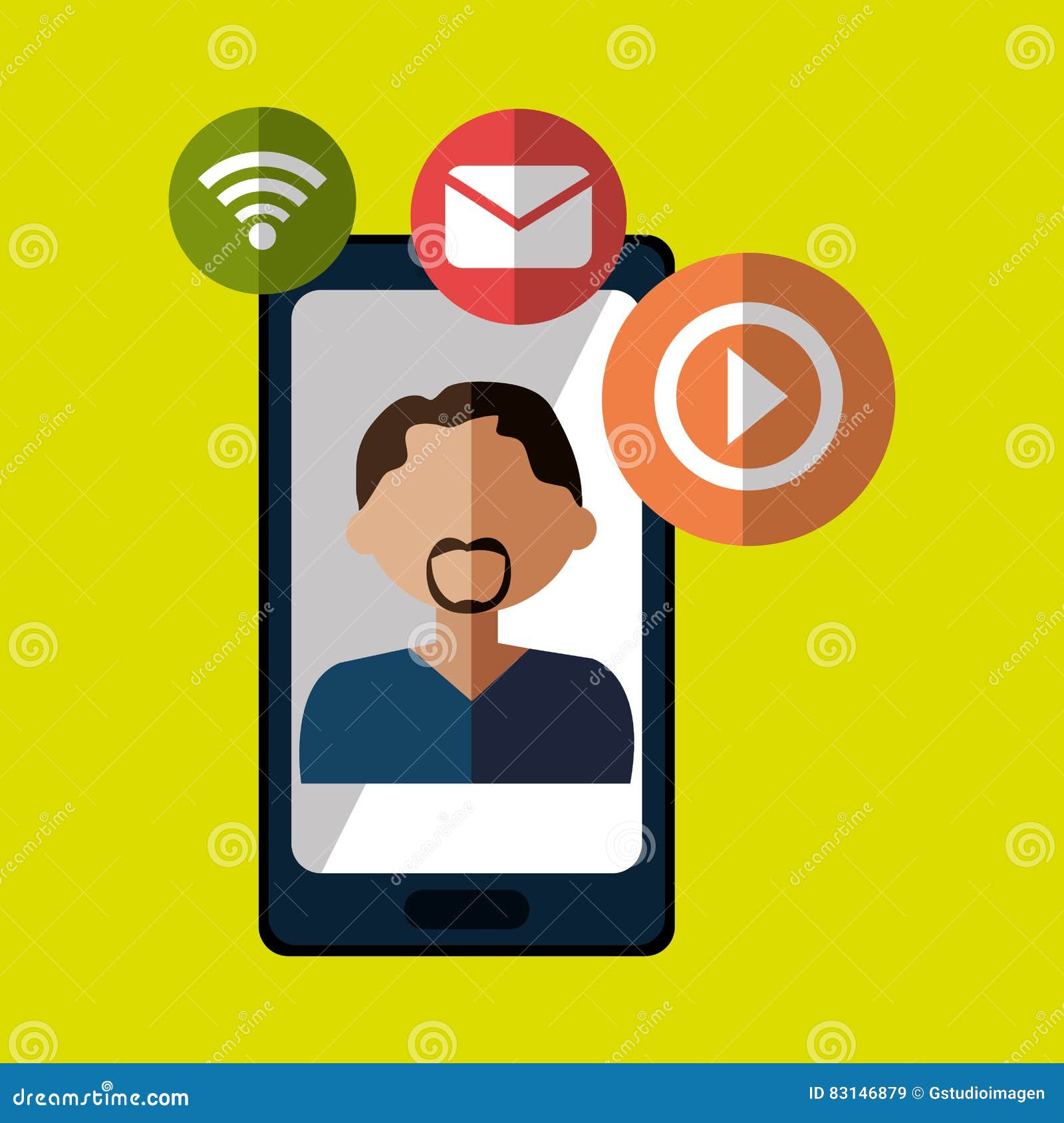 Avatar smartphone play stock illustration. Illustration of internet ...