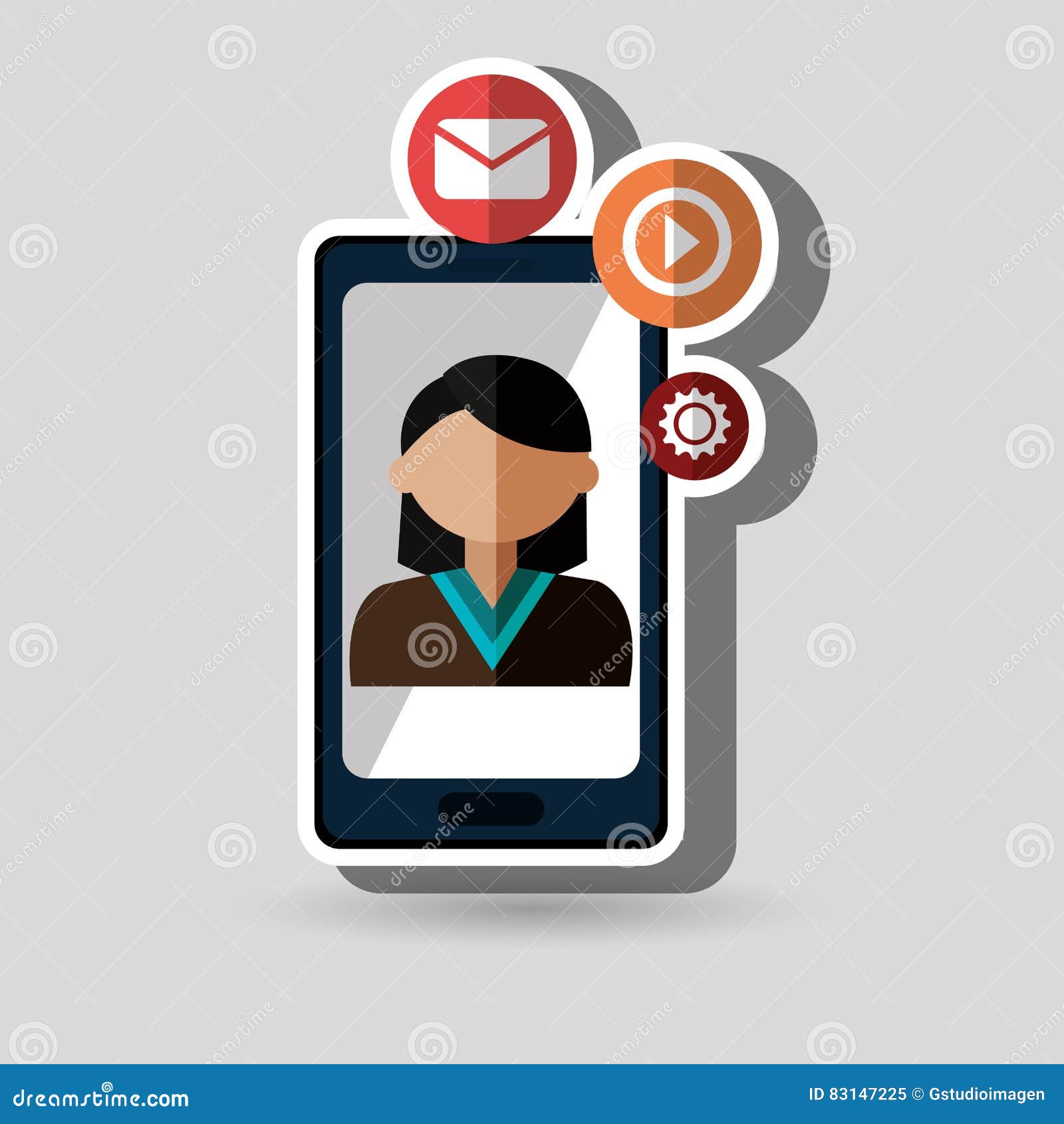 Avatar smartphone play stock illustration. Illustration of gear - 83147225